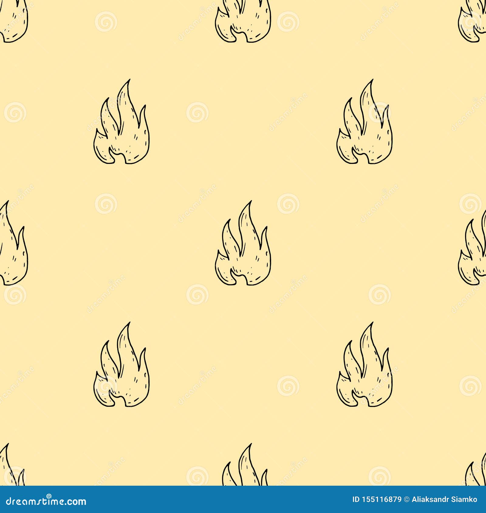 Seamless Pattern Hand Drawn Fire Doodle. Sketch Style Icon. Decoration ...