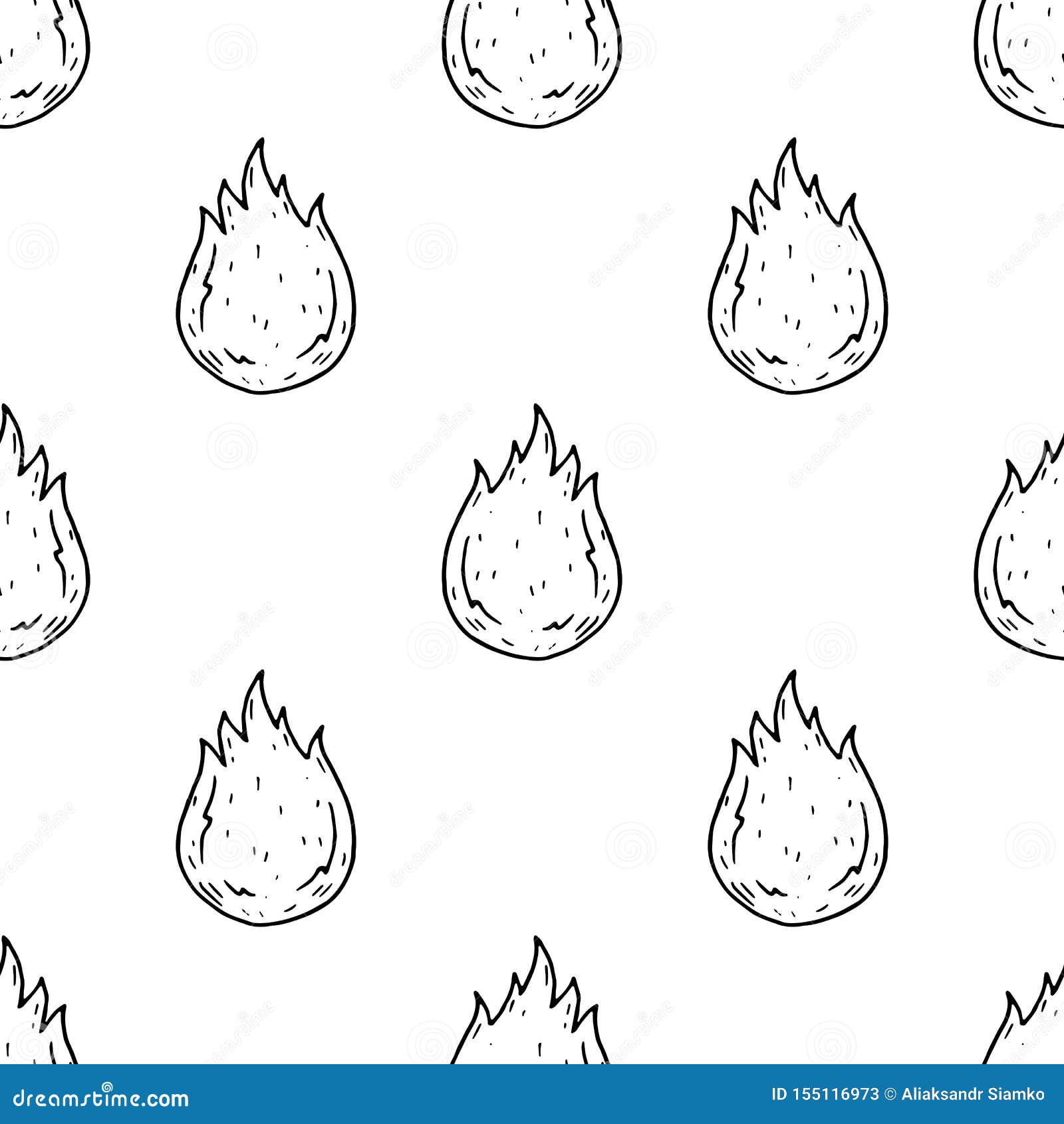 Seamless Pattern Hand Drawn Fire Doodle. Sketch Style Icon. Decoration ...