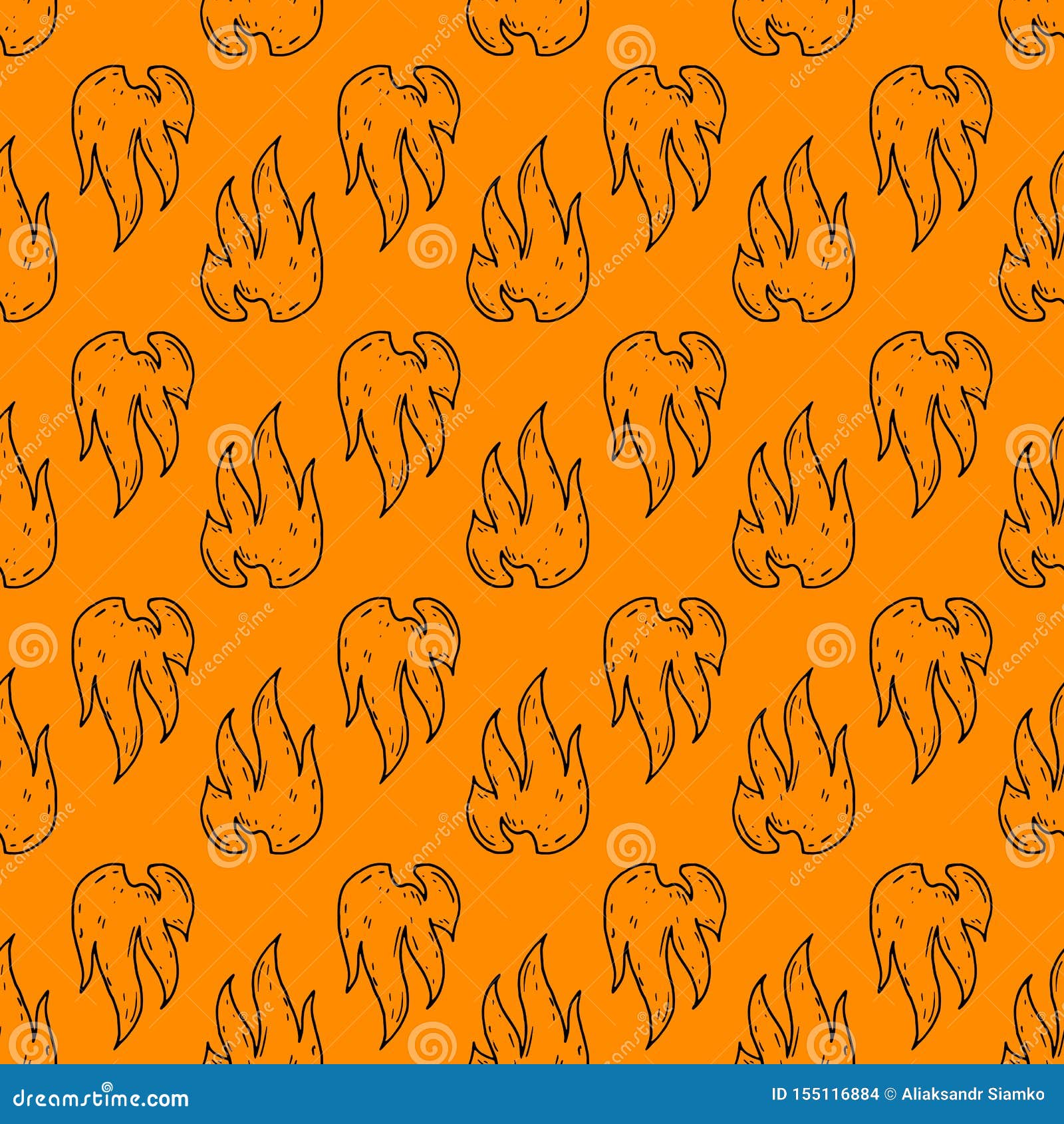 Seamless Pattern Hand Drawn Fire Doodle. Sketch Style Icon. Decoration ...