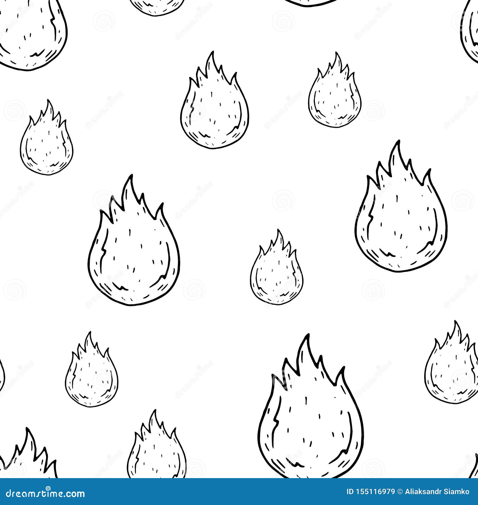 Seamless Pattern Hand Drawn Fire Doodle. Sketch Style Icon. Decoration ...