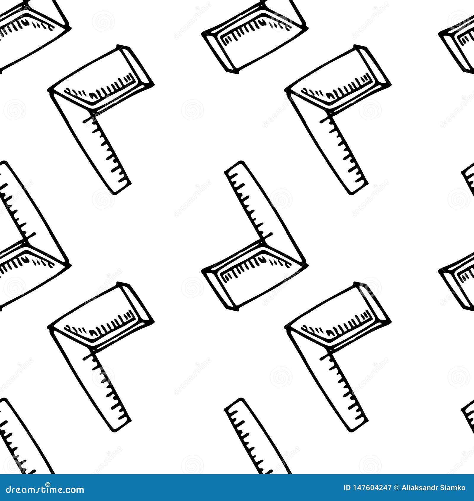 Seamless Pattern Hand Drawn Folding Ruler Doodle. Sketch Style Icon ...