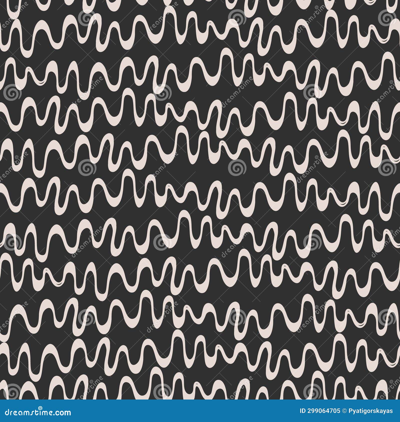 Seamless Pattern with Hand Drawn Futuristic Black and White Curved and ...
