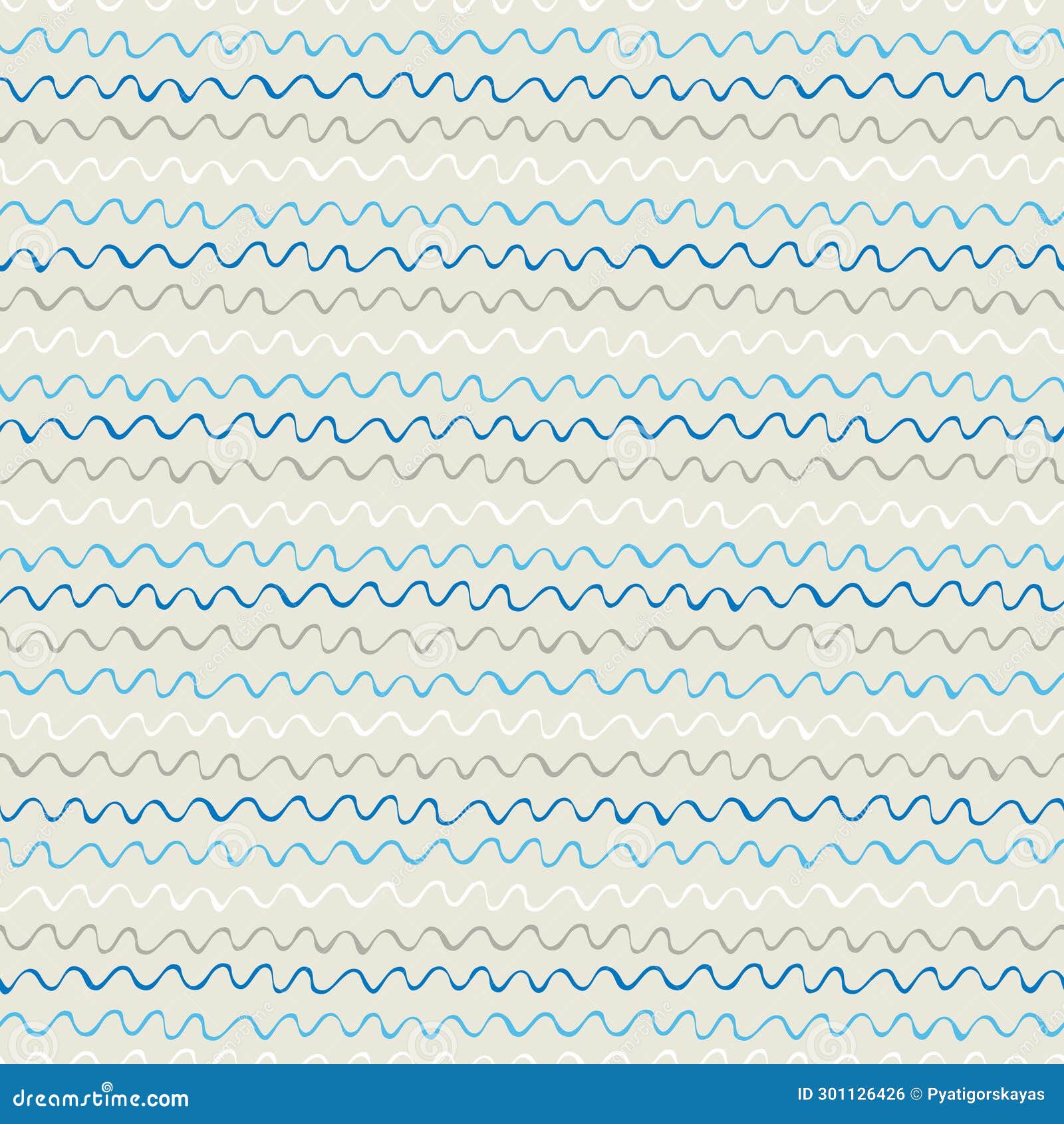 Seamless Pattern with Hand Drawn Futuristic Curved and Rounded Wave ...