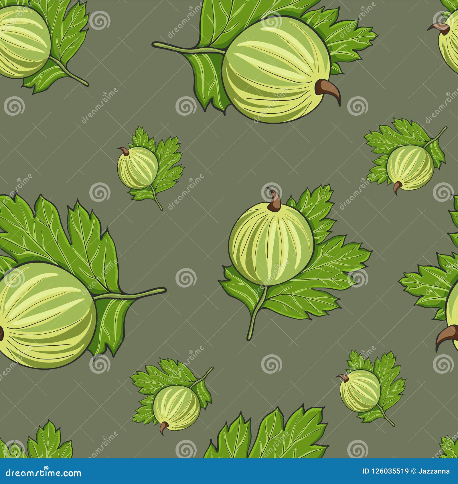 Seamless Pattern Hand Drawn Gooseberry Stock Vector - Illustration of ...