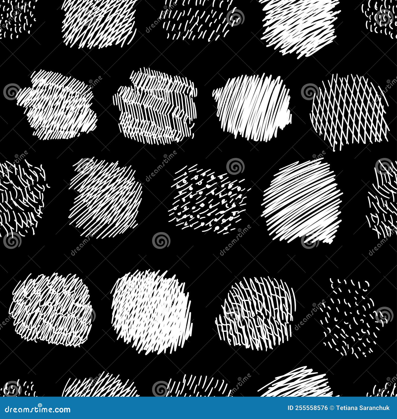 Seamless Pattern of Hand Drawn Hatched Scribble Symbols Isolated on ...