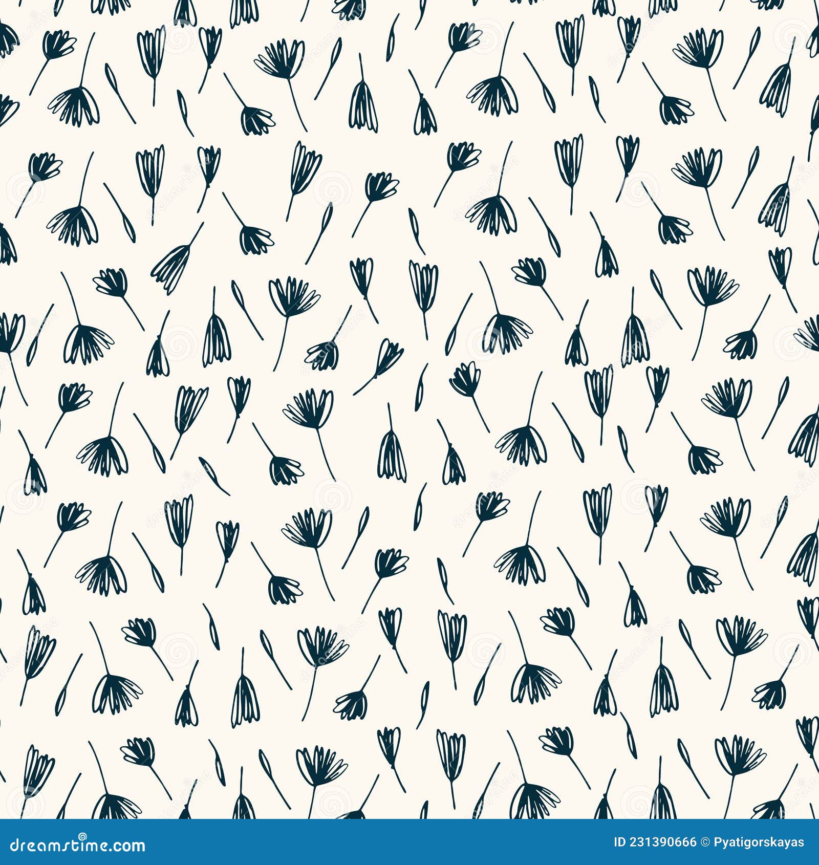 Seamless Pattern with Hand Drawn Inflorescences in Ditzy Style for ...