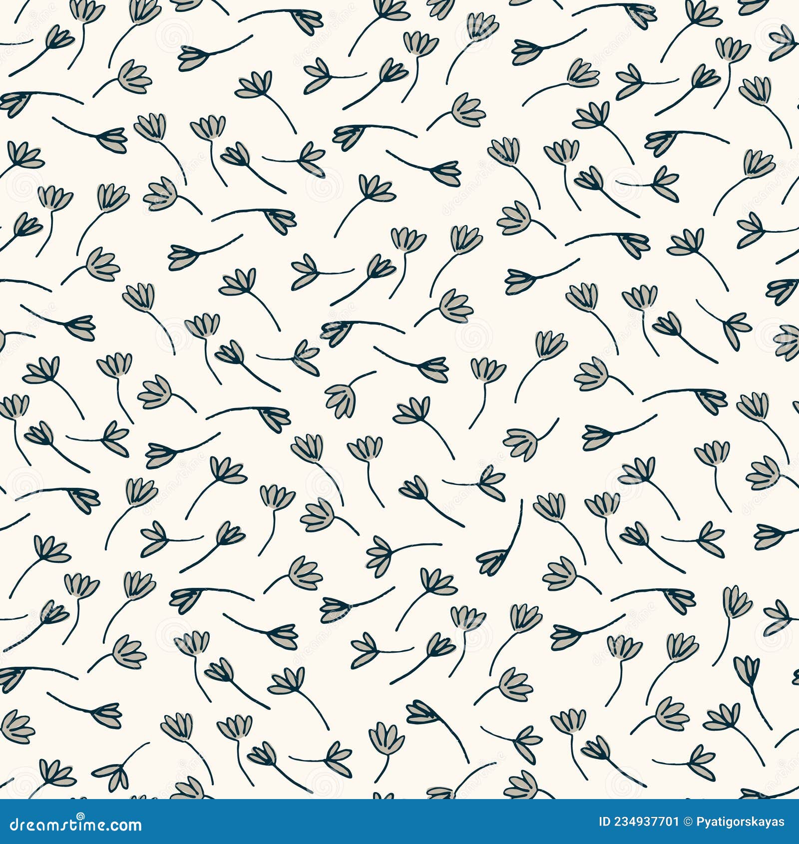 Seamless Pattern with Hand Drawn Inflorescences in Ditzy Style for ...