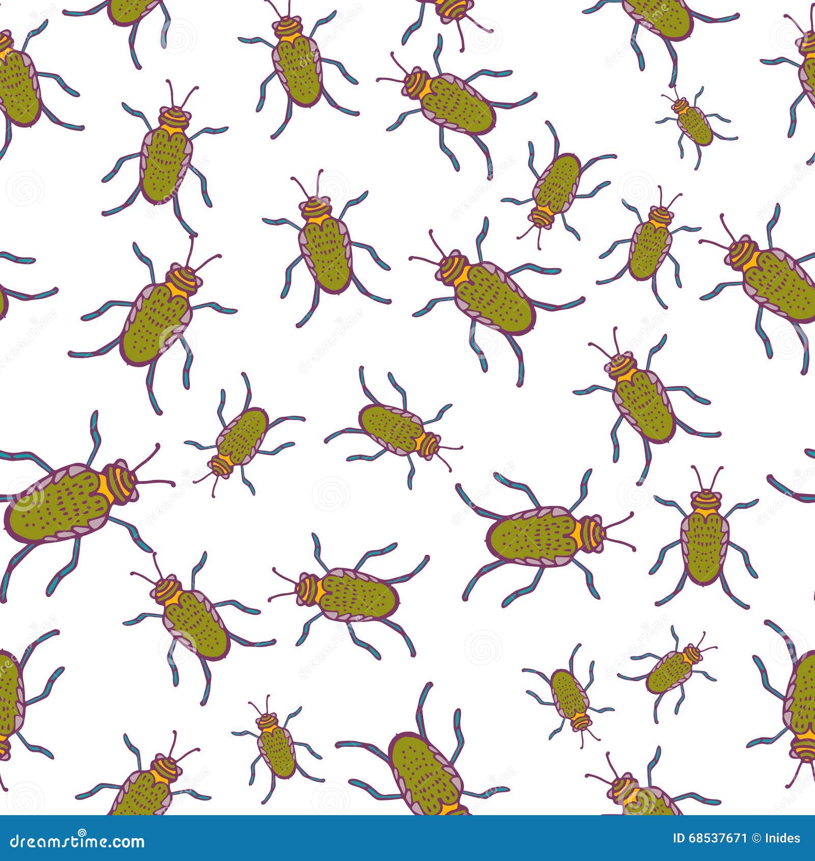 Seamless Pattern with Hand-drawn Insects. Stock Vector - Illustration ...
