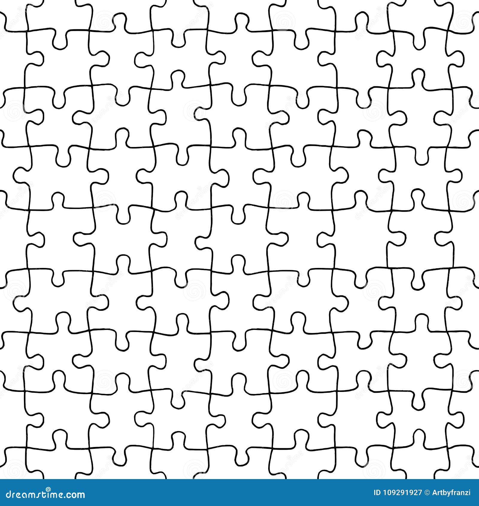Seamless Pattern of Hand Drawn Jigsaw Puzzle Pieces Stock Vector ...