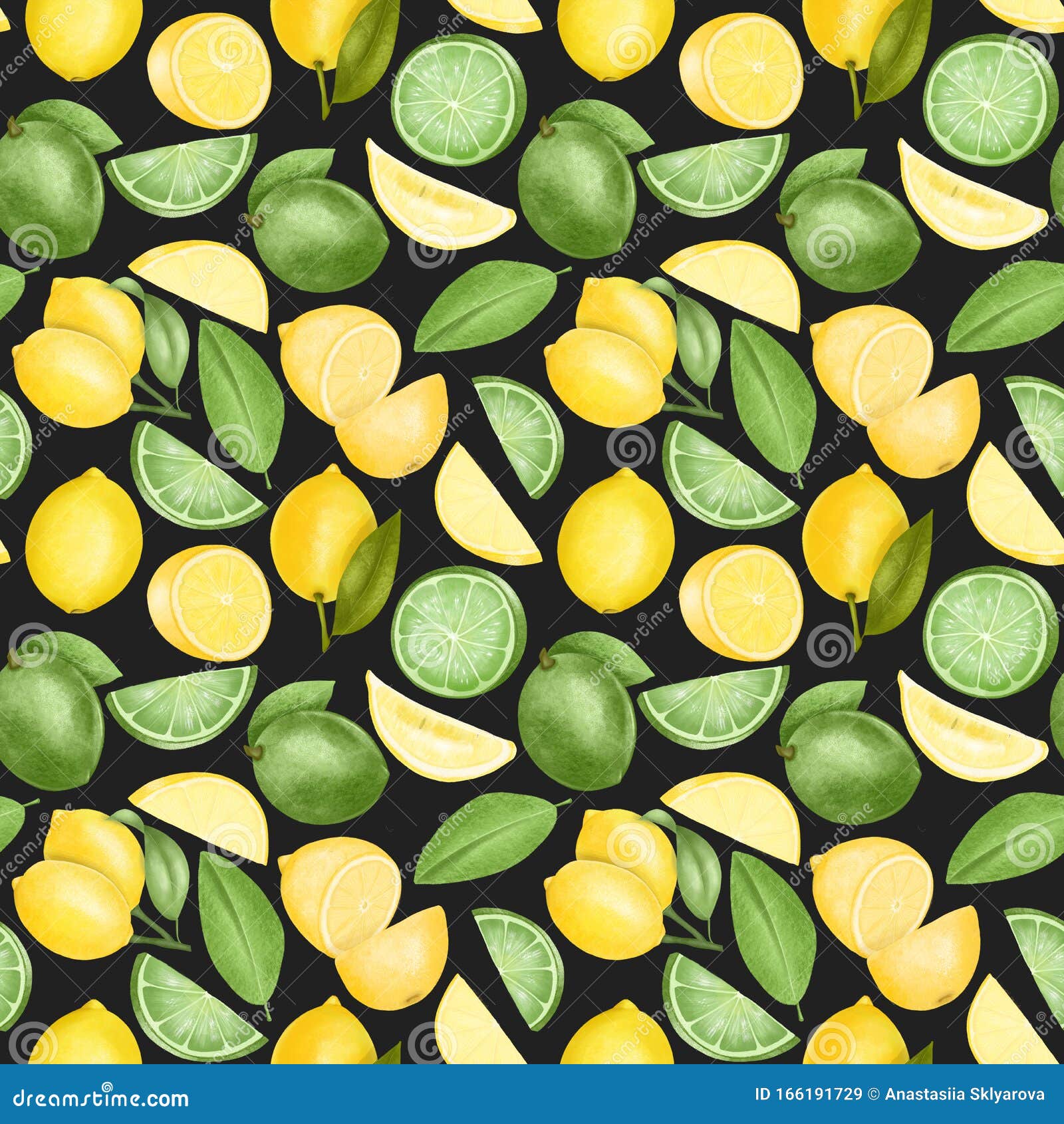 Seamless Pattern with Hand Drawn Lemons and Limes Stock Illustration ...