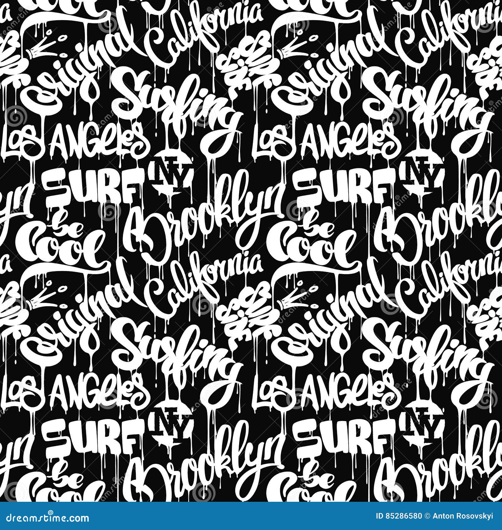 Seamless Pattern with Hand Drawn Lettering Stock Vector - Illustration ...