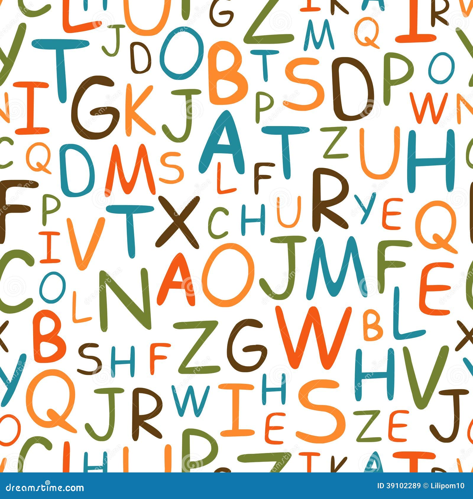 Seamless Pattern of Hand Drawn Letters Stock Vector - Illustration of ...