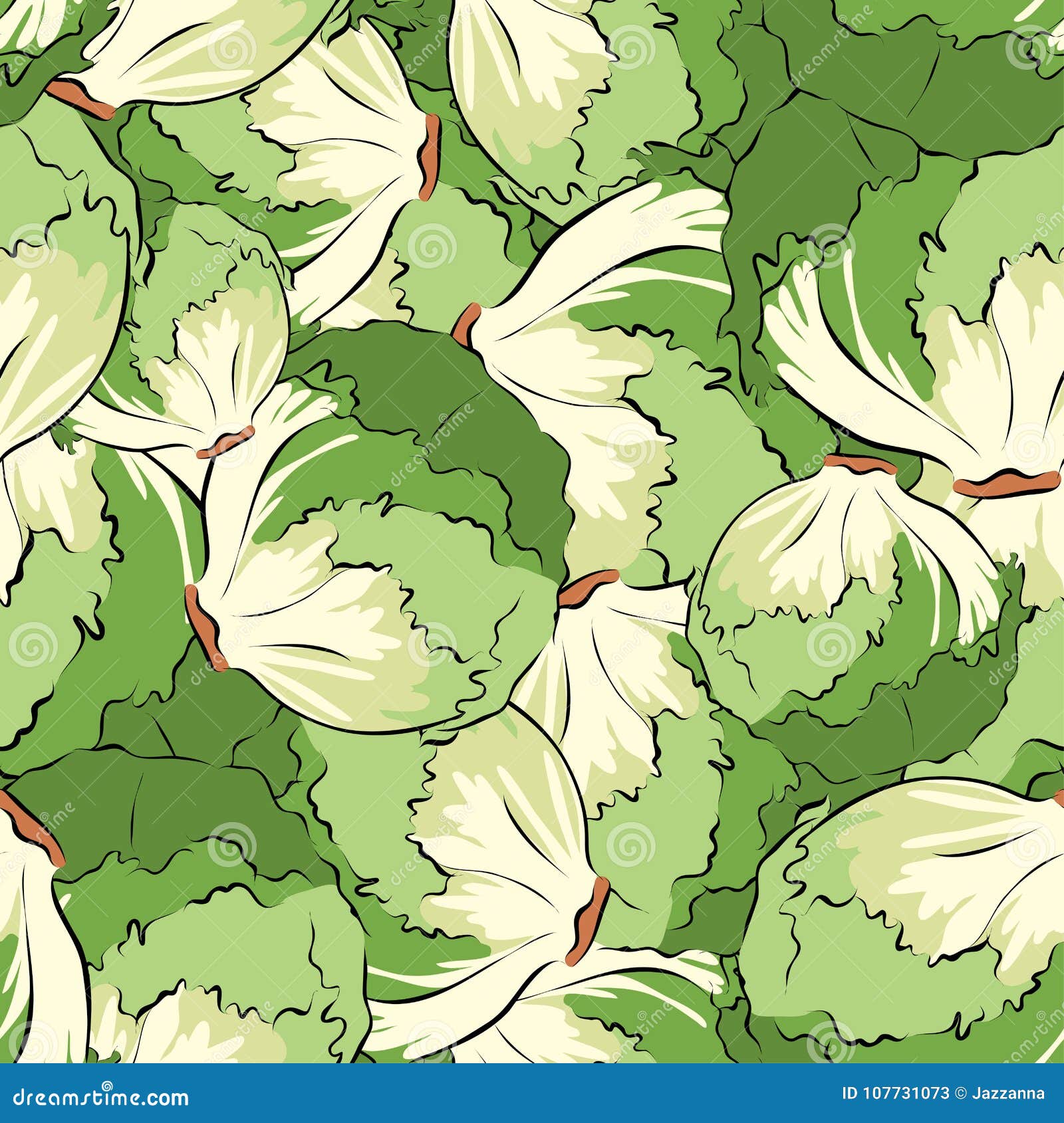 Seamless Pattern Hand Drawn Lettuce Stock Vector - Illustration of ...
