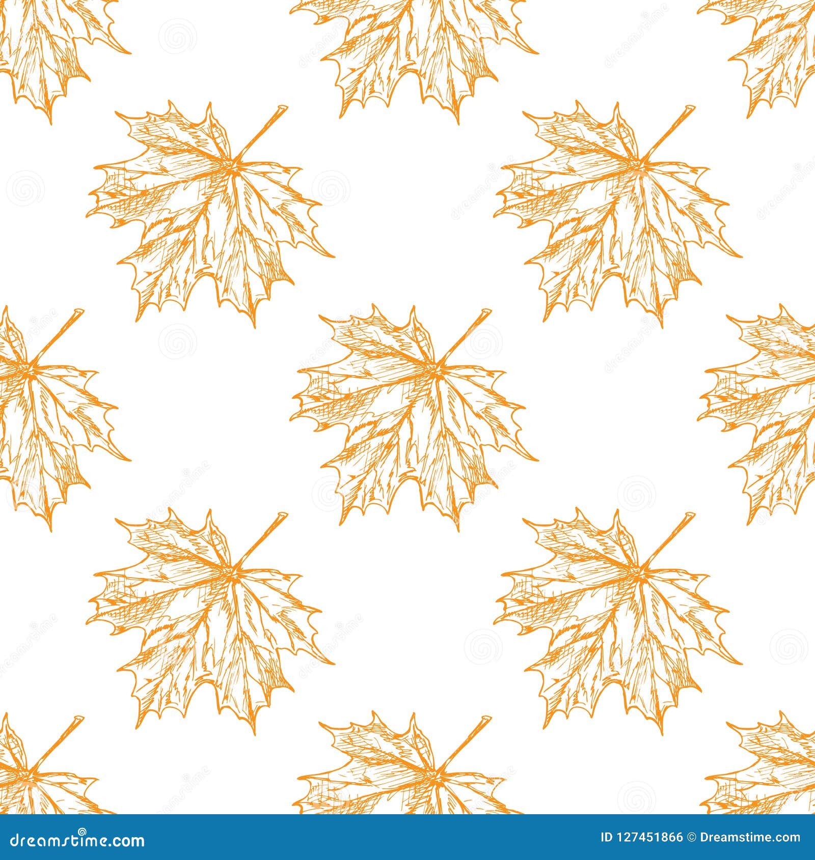 Seamless Pattern with Hand Drawn Maple Leaves. Vintage Background Stock ...