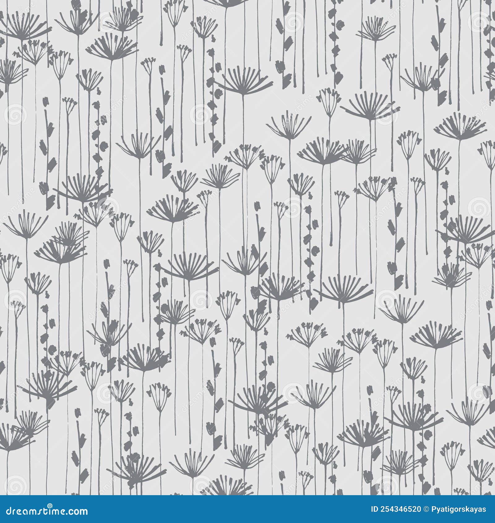 Seamless Pattern with Hand Drawn Meadow Flowers in Ditzy Style for ...