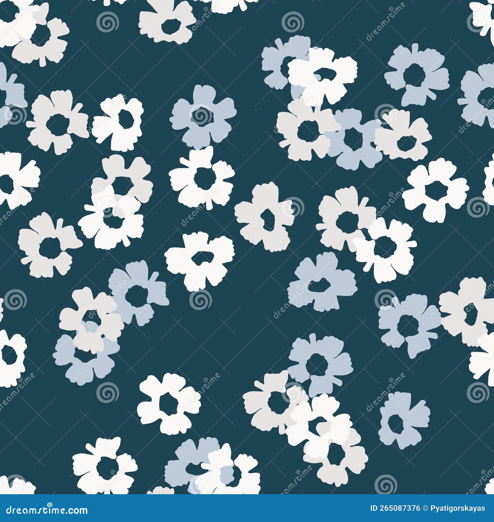 Seamless Ditzy Pattern In French Blue Linen Shabby Chic Border. Hand ...