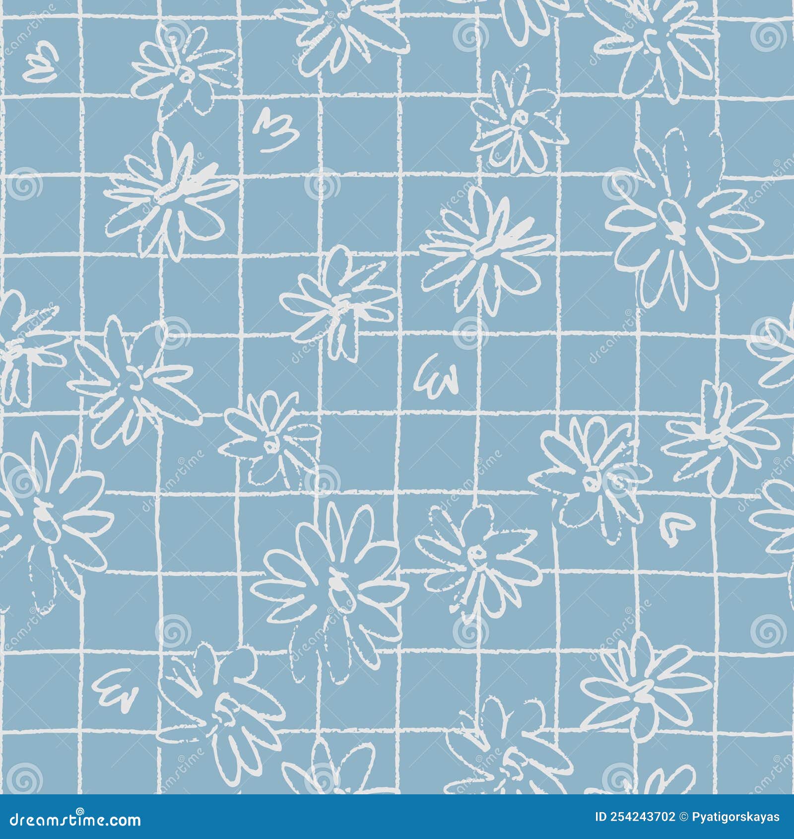 Seamless Pattern with Hand Drawn Meadow Flowers in Ditzy Style for ...