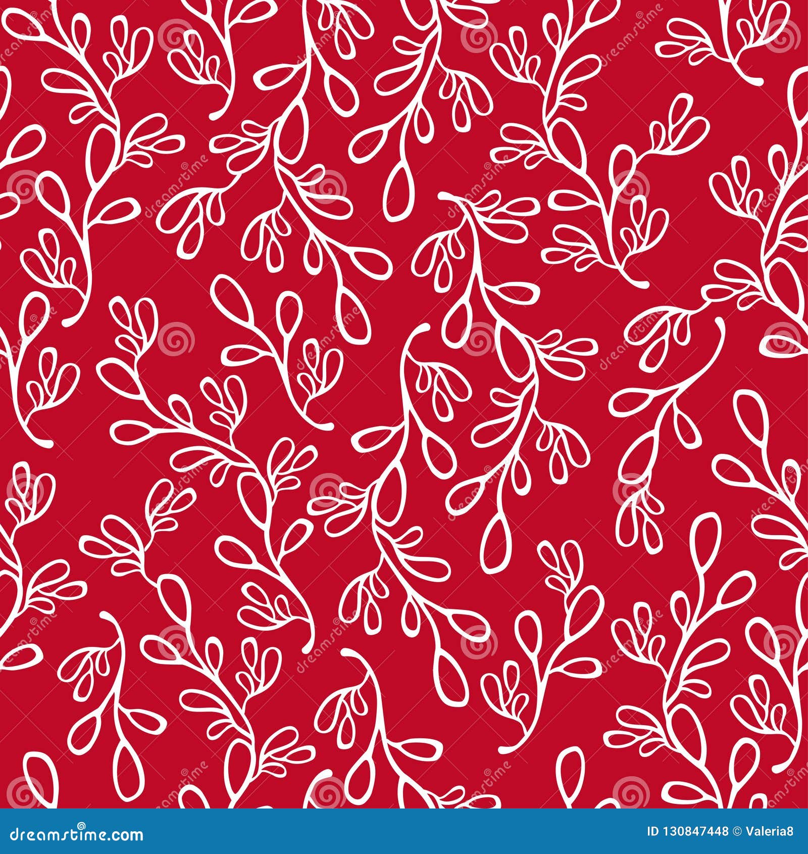 Seamless Pattern with Hand Drawn Mistletoe Stock Vector - Illustration ...