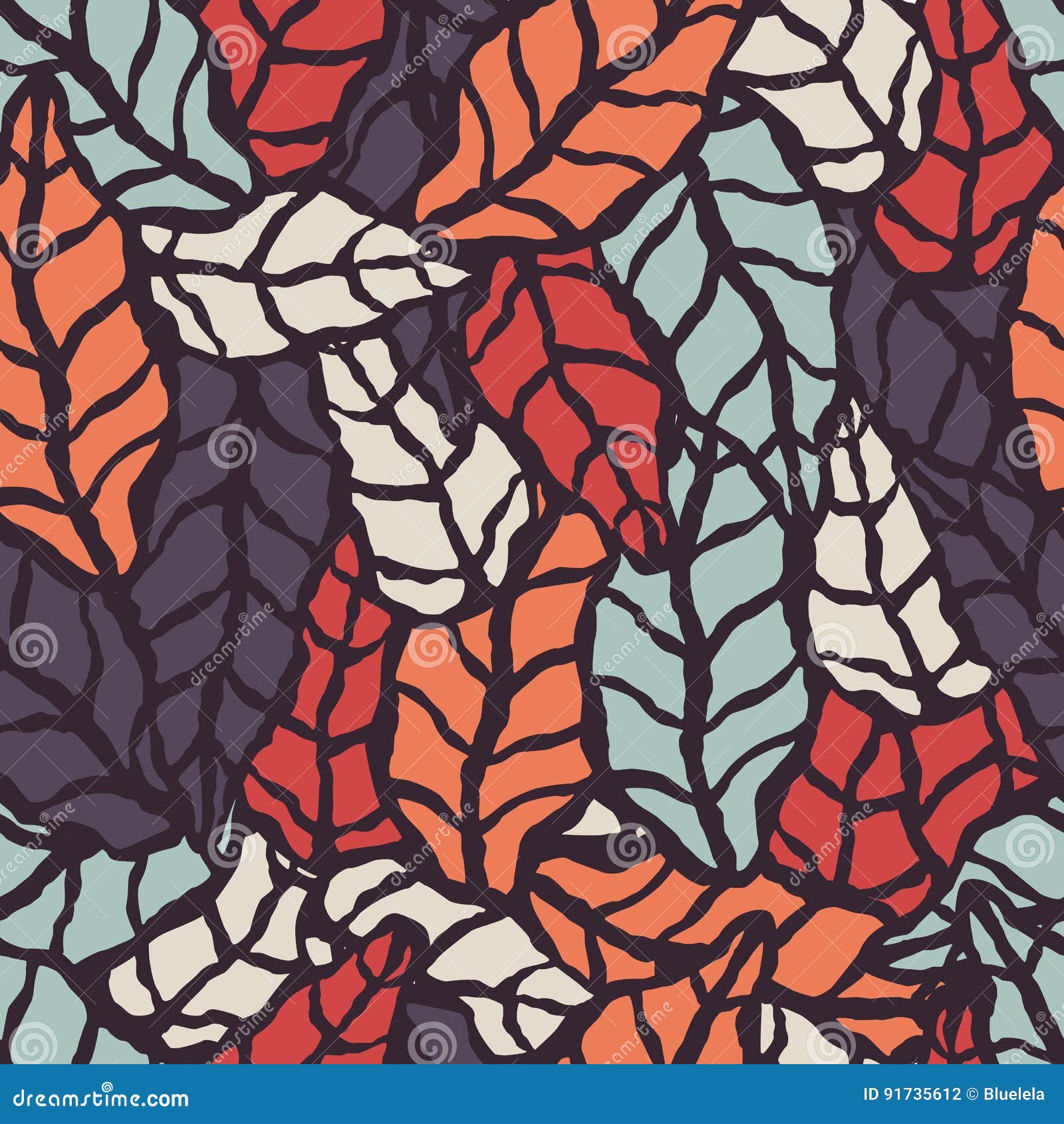 Seamless Pattern with Hand Drawn Natural Leaves Stock Vector ...