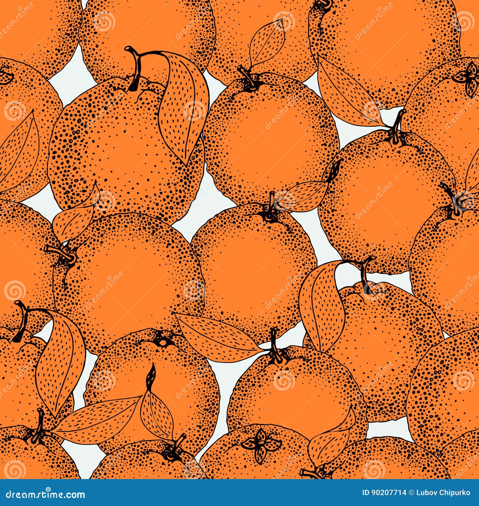 Seamless Pattern of Hand Drawn Oranges and Slices in Sketch Style. Vector Illustration Stock ...