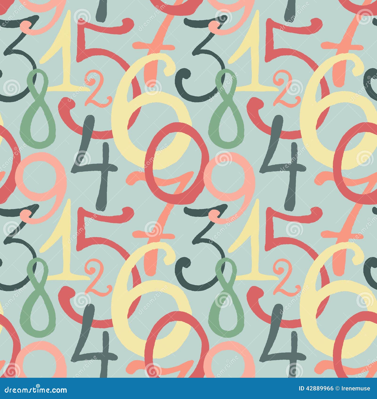 Seamless Pattern with Hand Drawn Painted Numbers Stock Vector ...