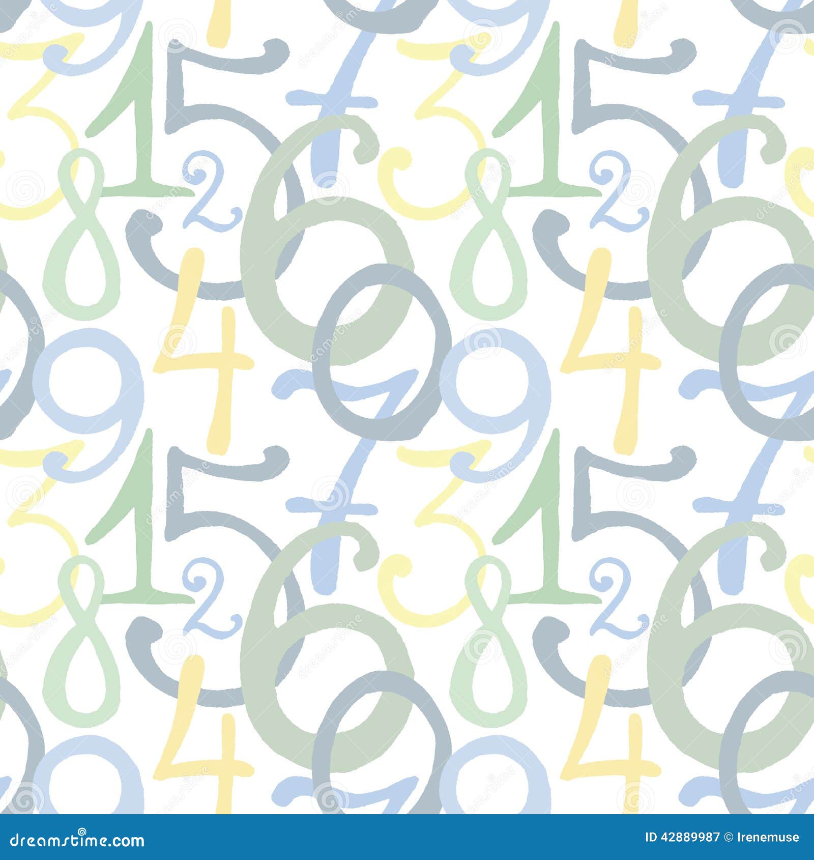 Seamless Pattern with Hand Drawn Painted Numbers Stock Vector ...