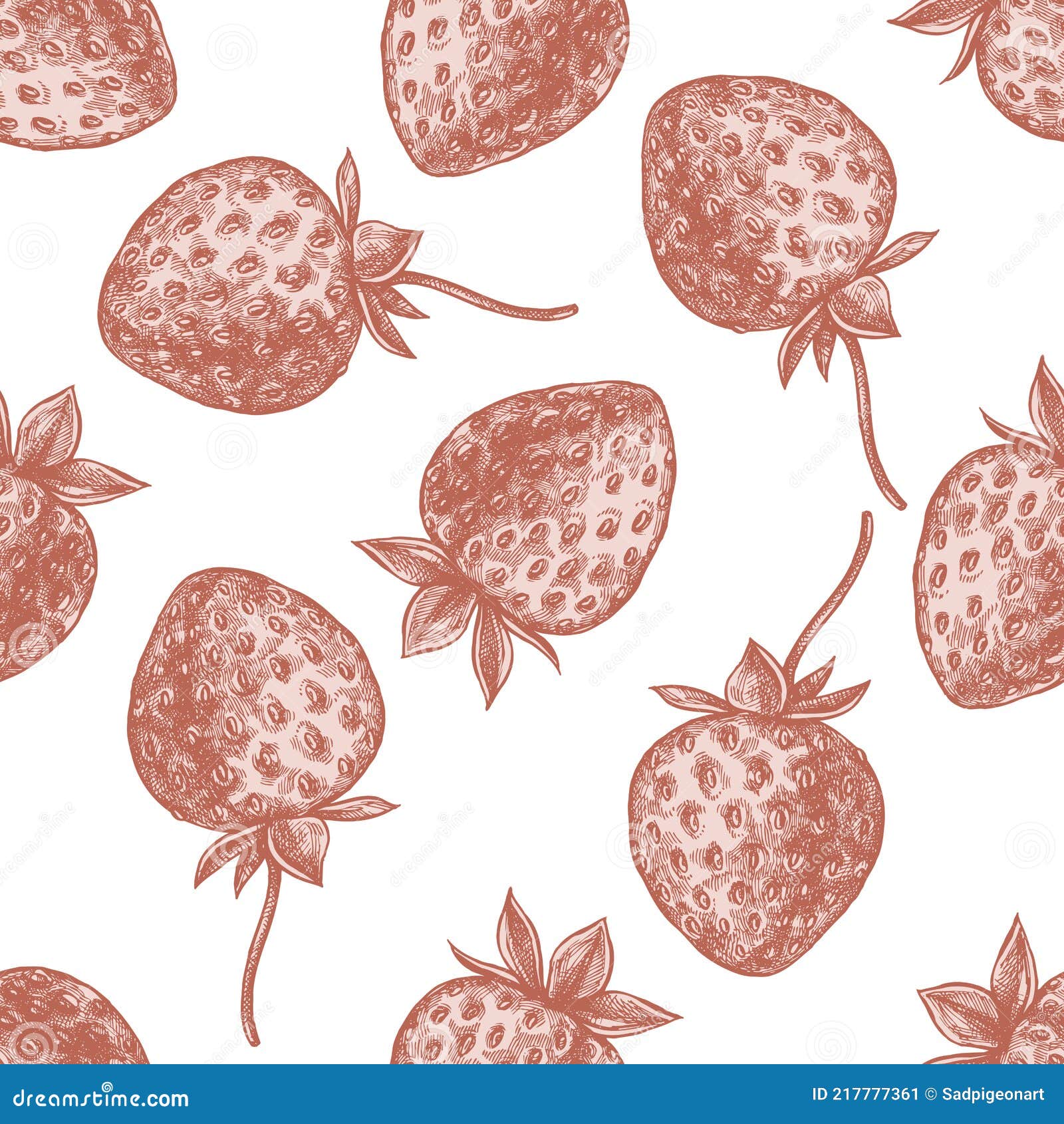 Seamless Pattern with Hand Drawn Pastel Strawberry Stock Vector ...