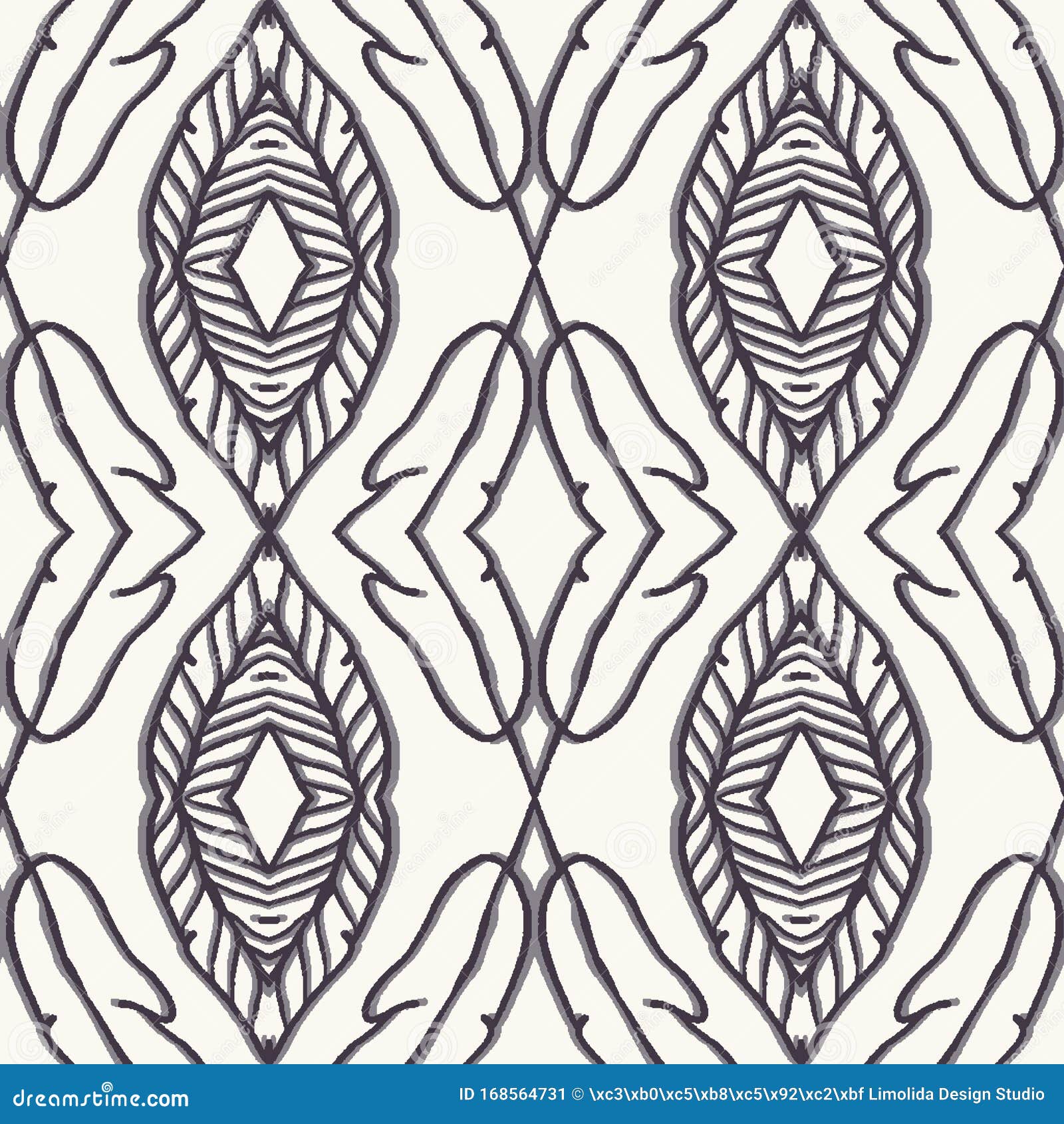 Seamless Pattern Hand Drawn Petal Shape Background. Geometric Allover ...
