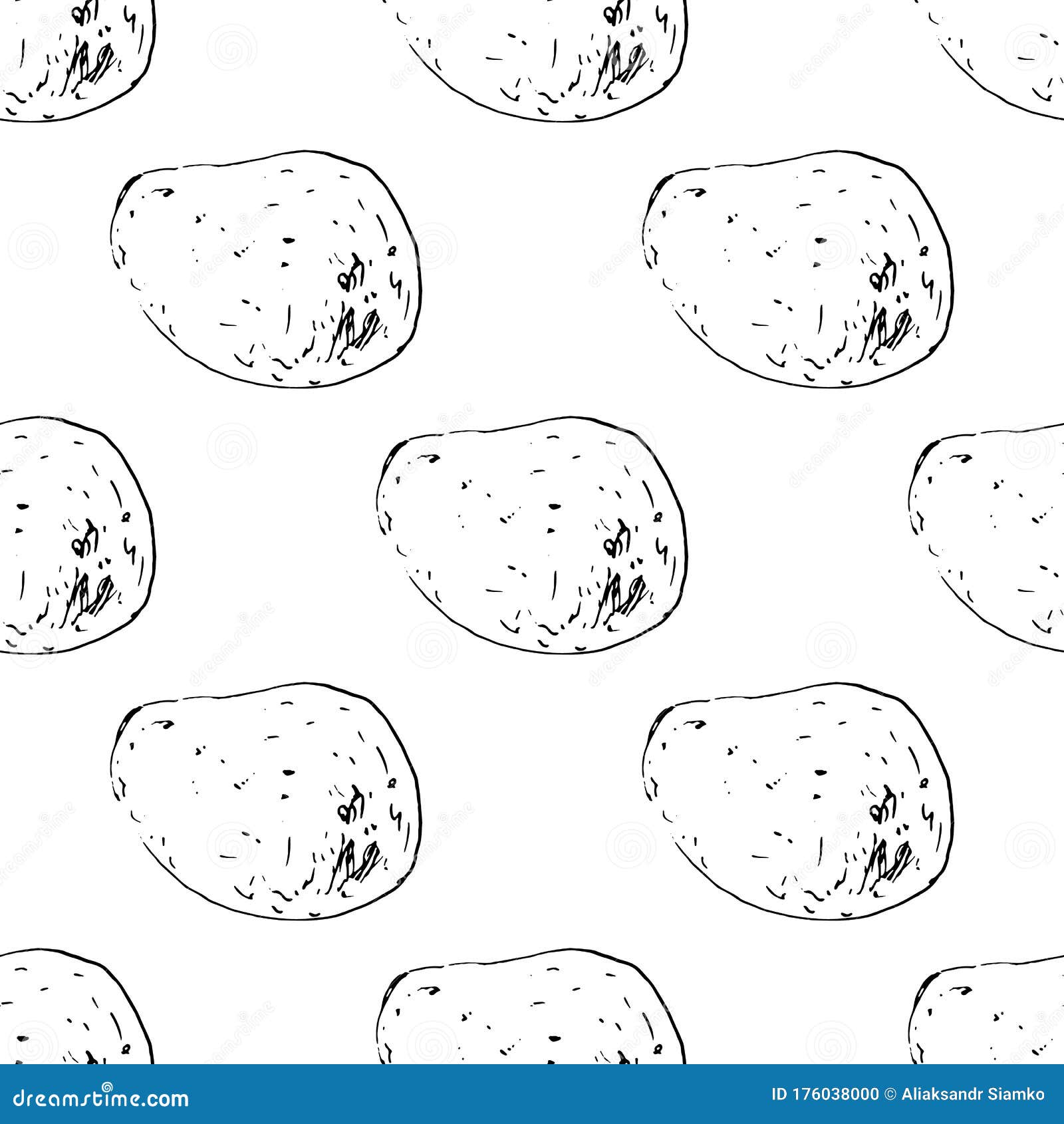 Seamless Pattern Hand Drawn Potato Doodle. Sketch Style Icon ...