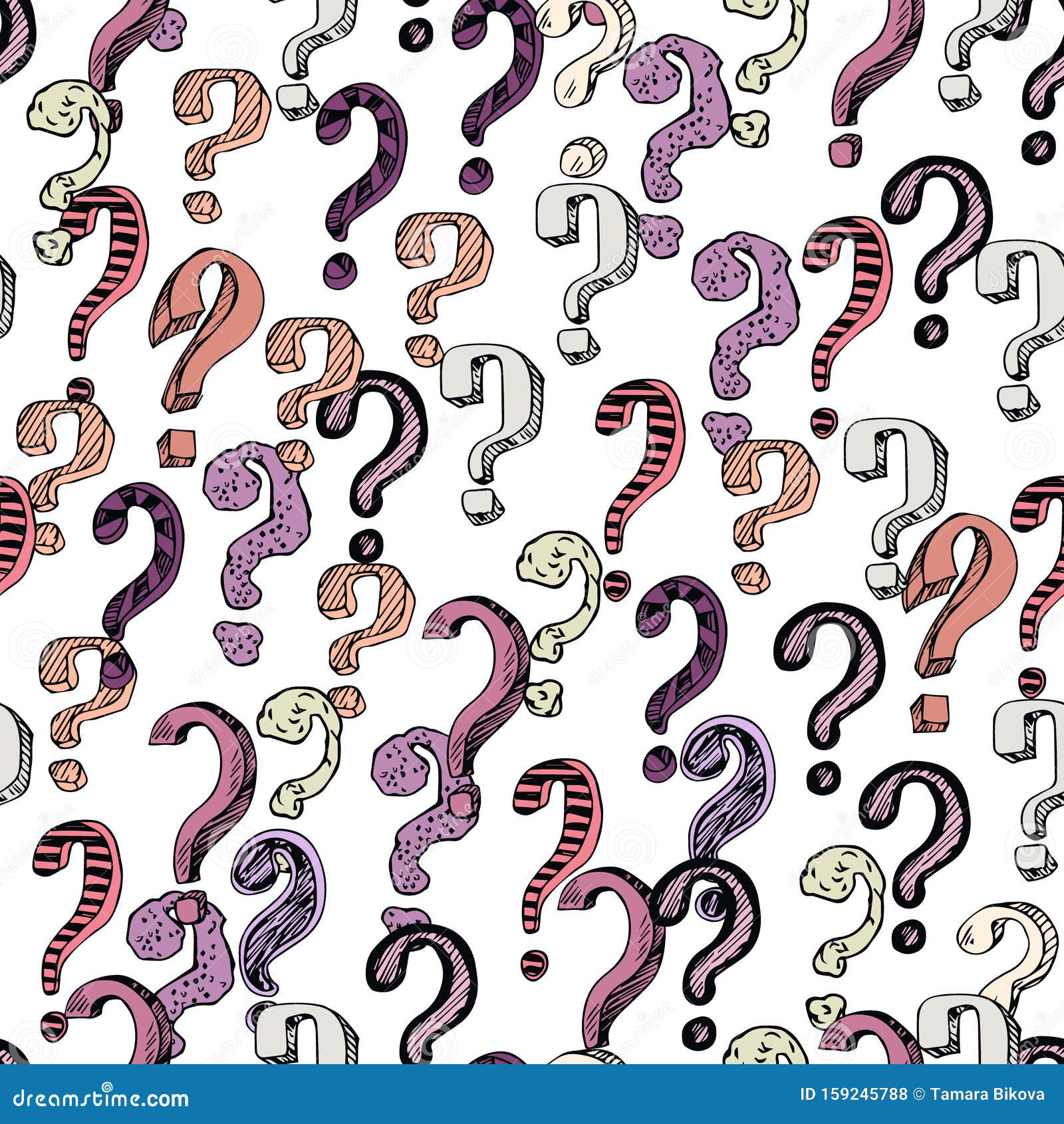 Seamless Pattern Doodle Questions Marks Set Stock Illustration ...