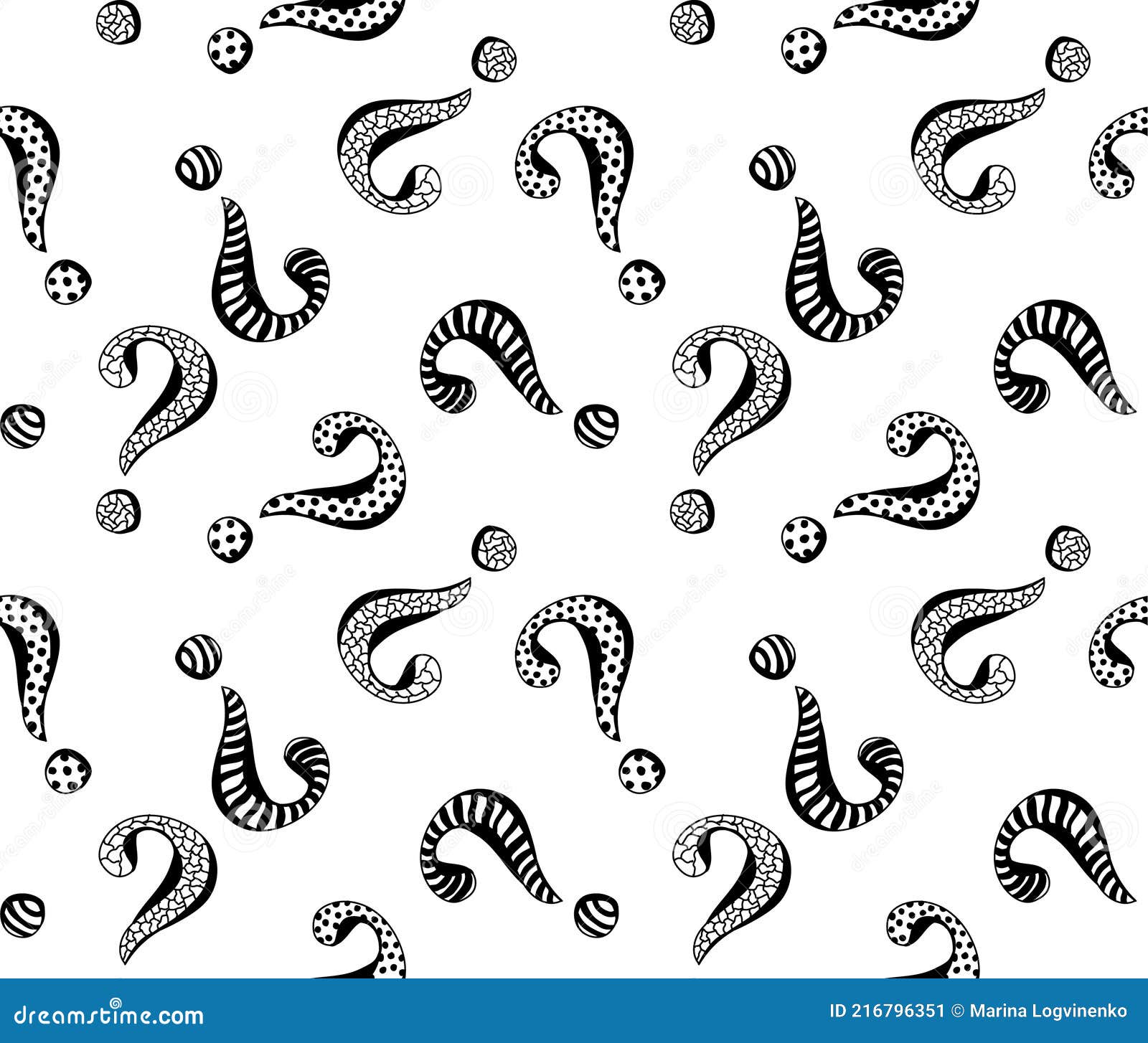 Seamless Pattern of Hand-drawn Question Marks Stock Vector ...