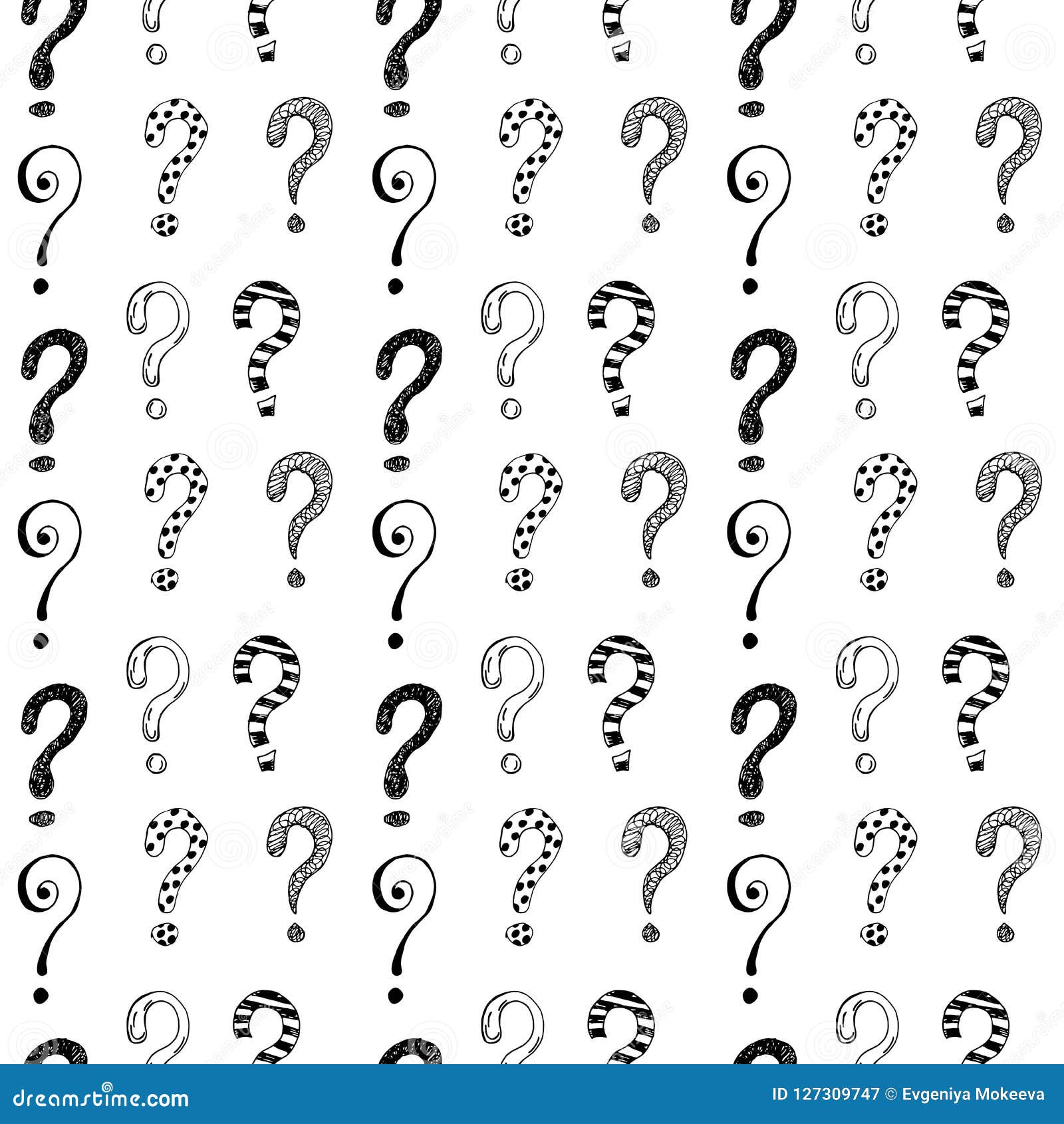Seamless Pattern with Hand Drawn Question Marks. Stock Vector ...