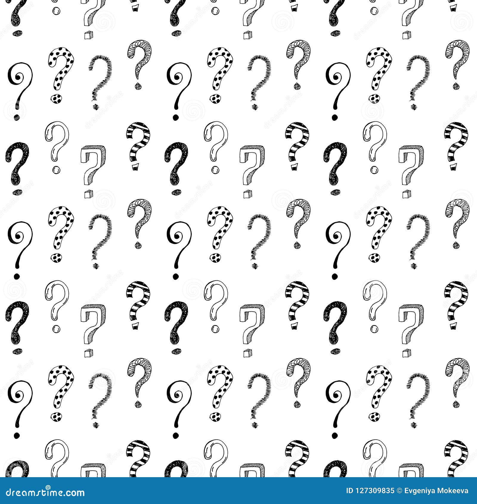 Seamless Pattern with Hand Drawn Question Marks. Stock Illustration ...
