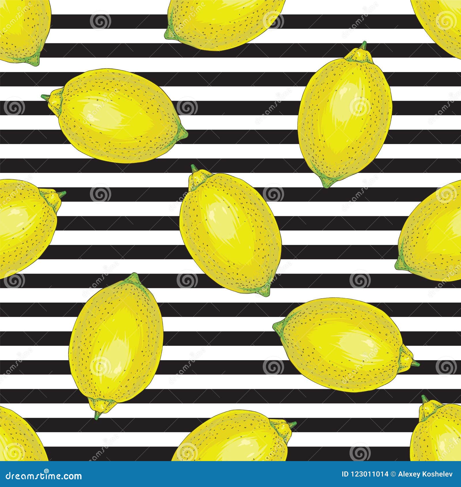 Striped Seamless Pattern with Whole Lemons Stock Vector - Illustration ...