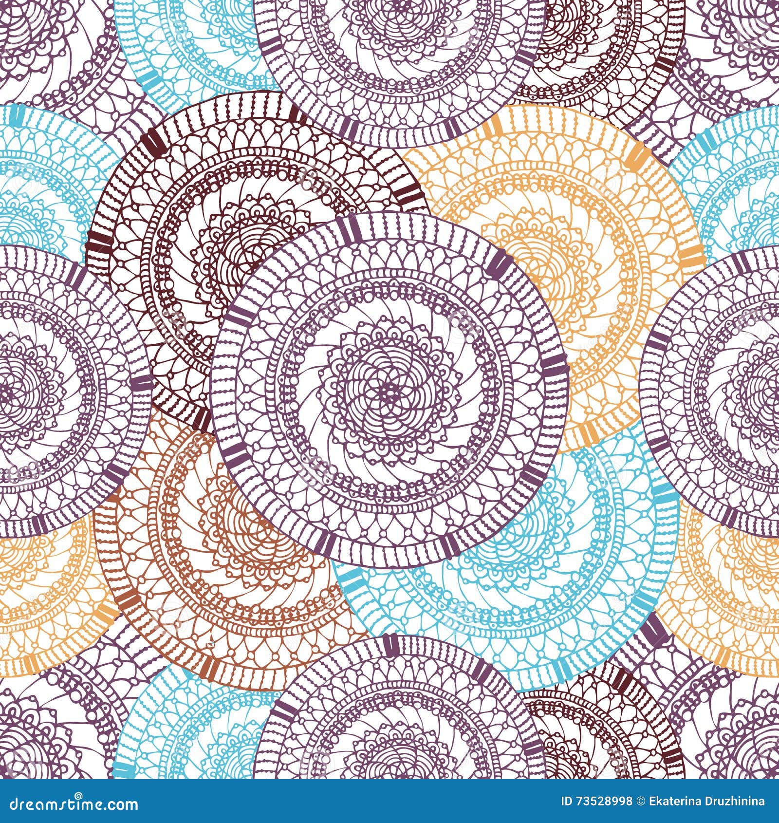 Seamless Pattern of Hand Drawn Round Items Stock Vector - Illustration ...