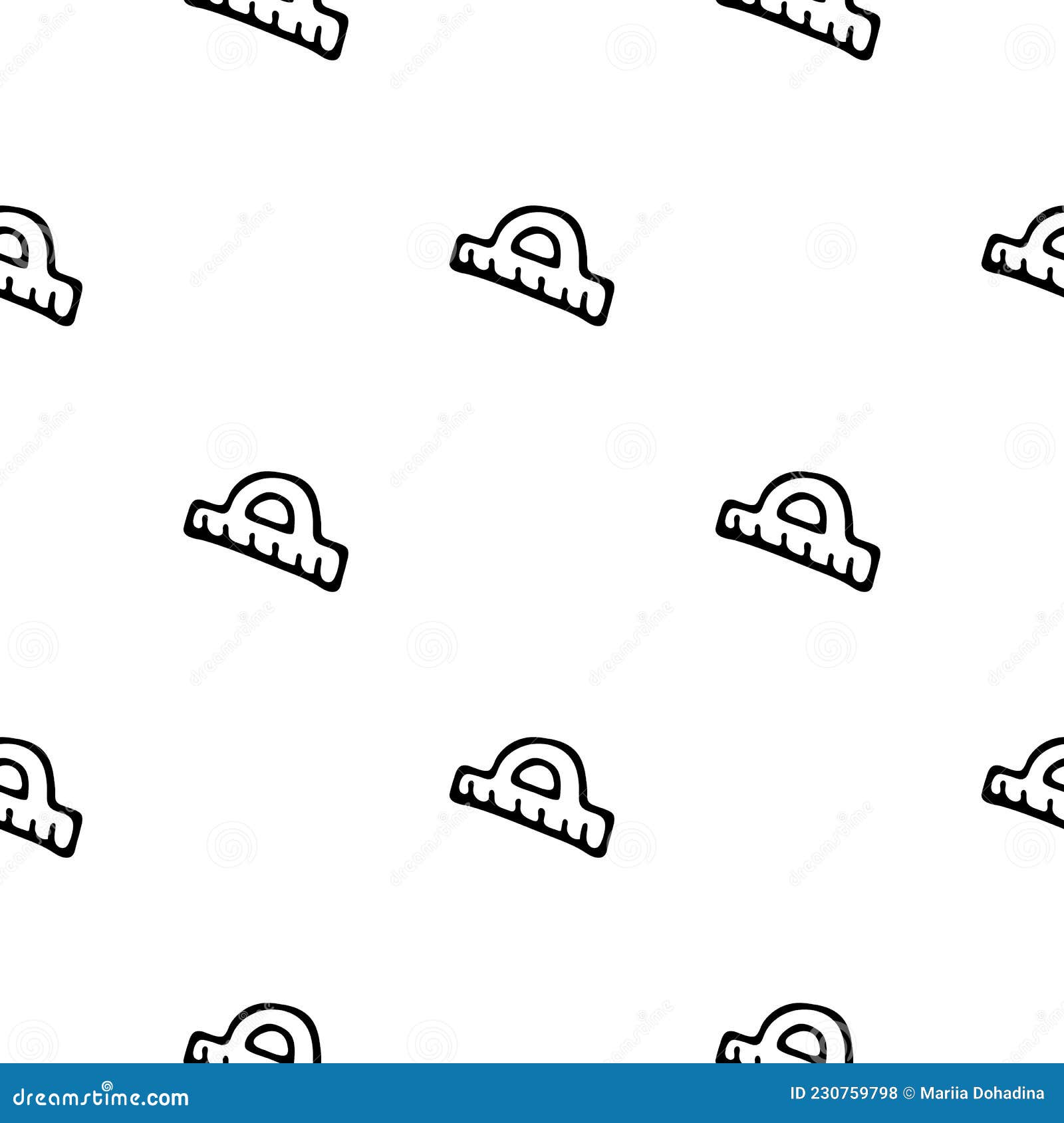 Seamless Pattern with Hand Drawn Ruler. Doodle Style Vector ...