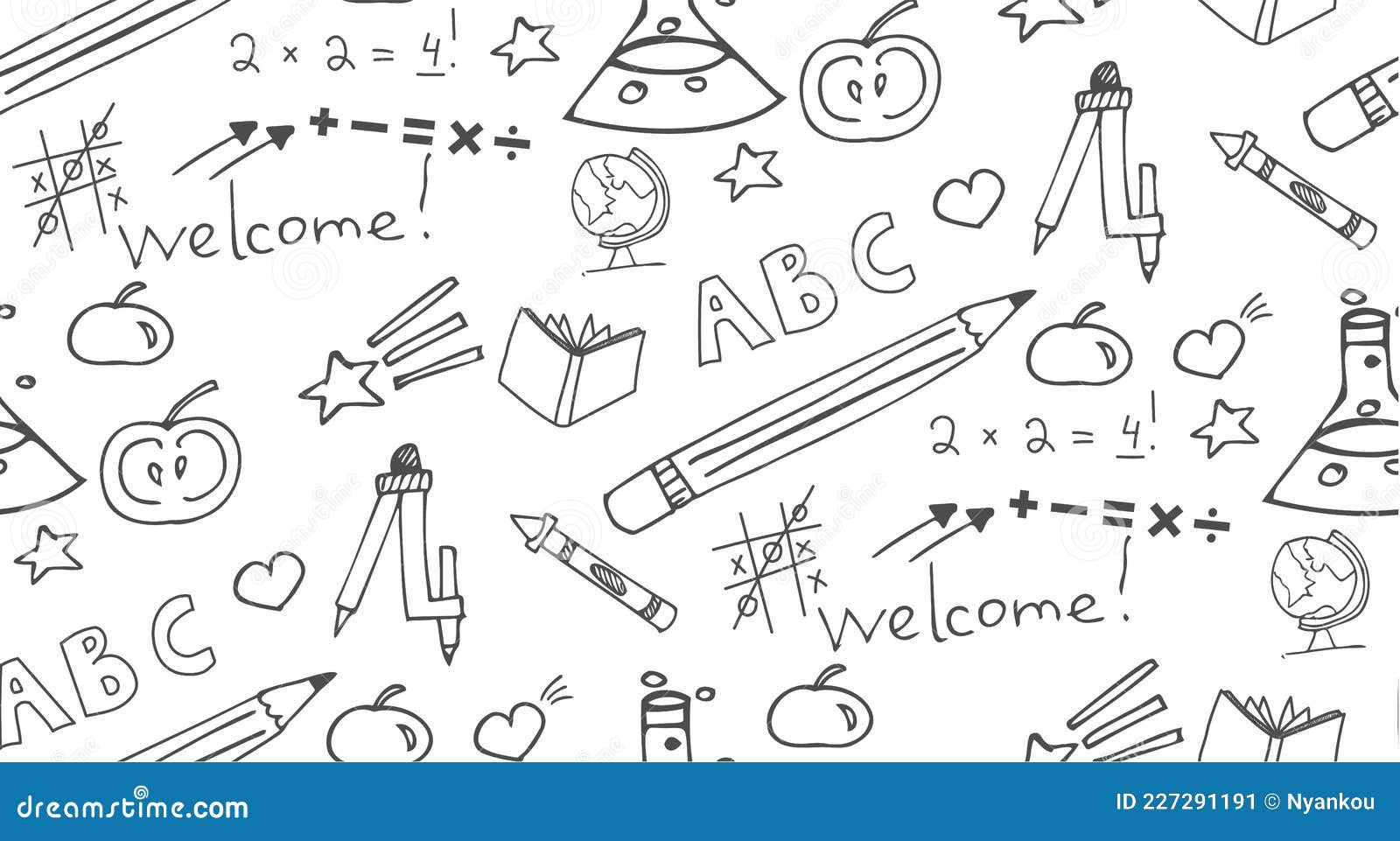 Seamless Pattern with Hand Drawn School, Doodles and Back To School ...