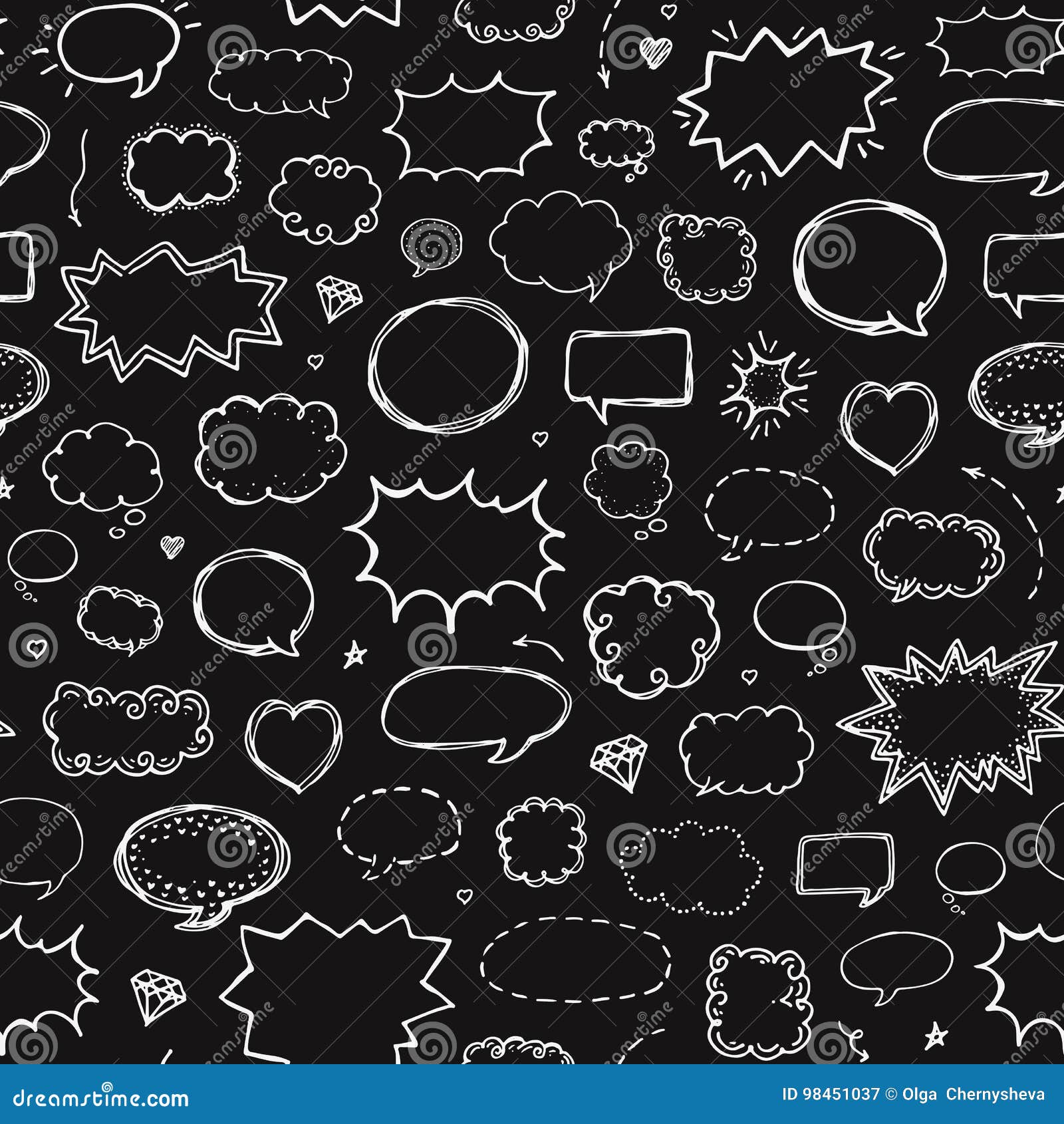 Seamless Pattern. Hand Drawn Set of Speech Bubbles Stock Vector ...