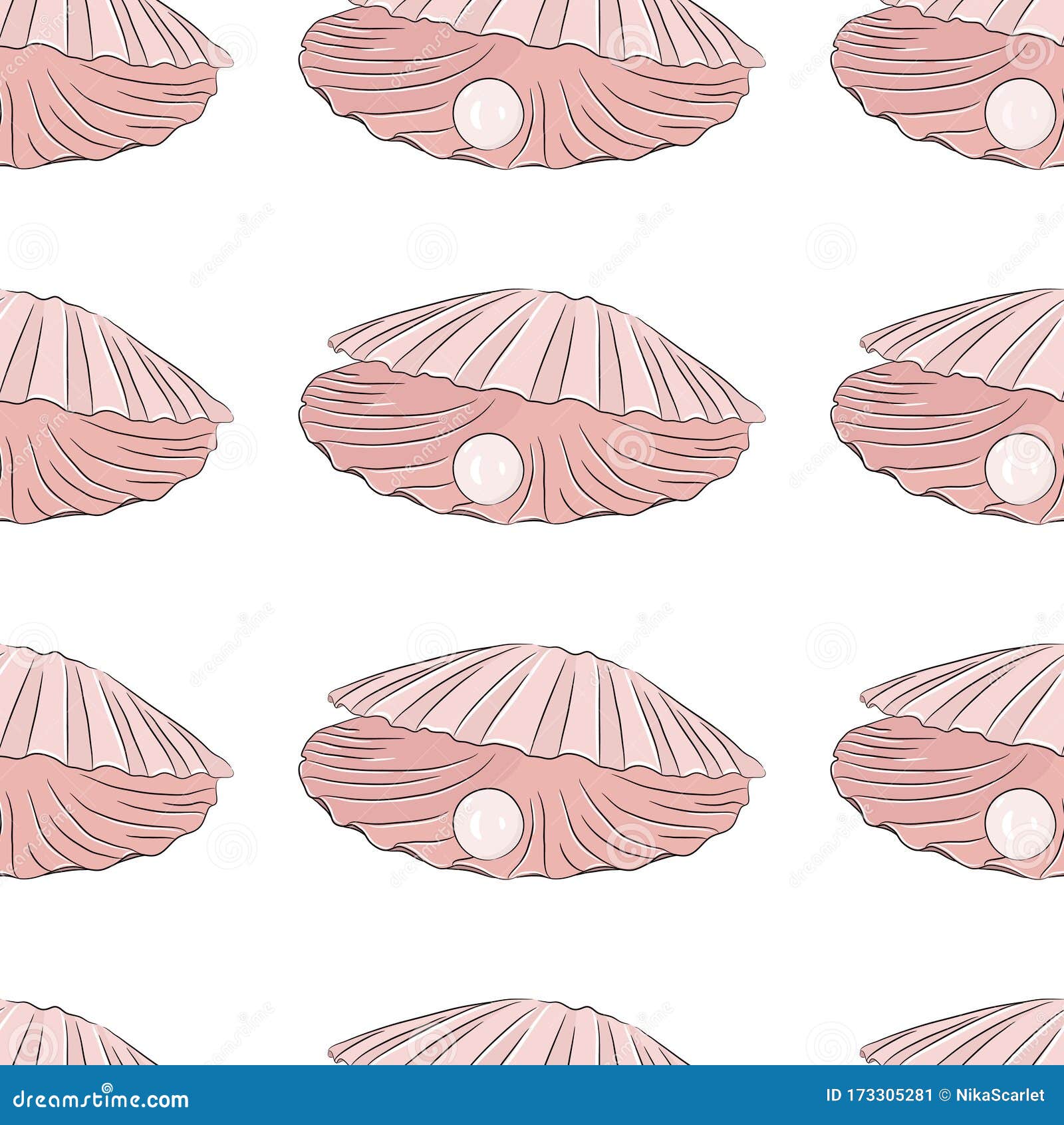 Shell with pearl pattern stock vector. Illustration of mollusk - 173305281