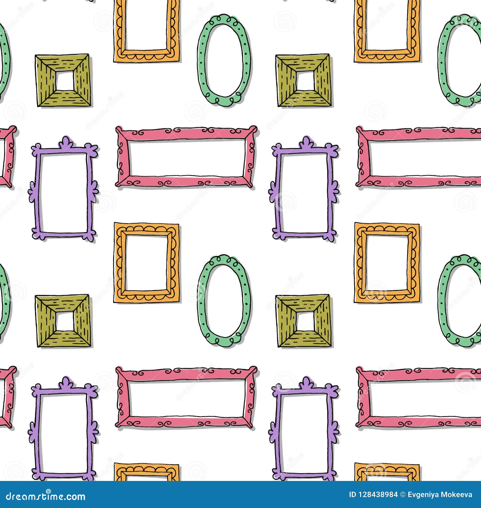 Seamless Pattern with Hand Drawn Sketch Frames. Stock Vector ...