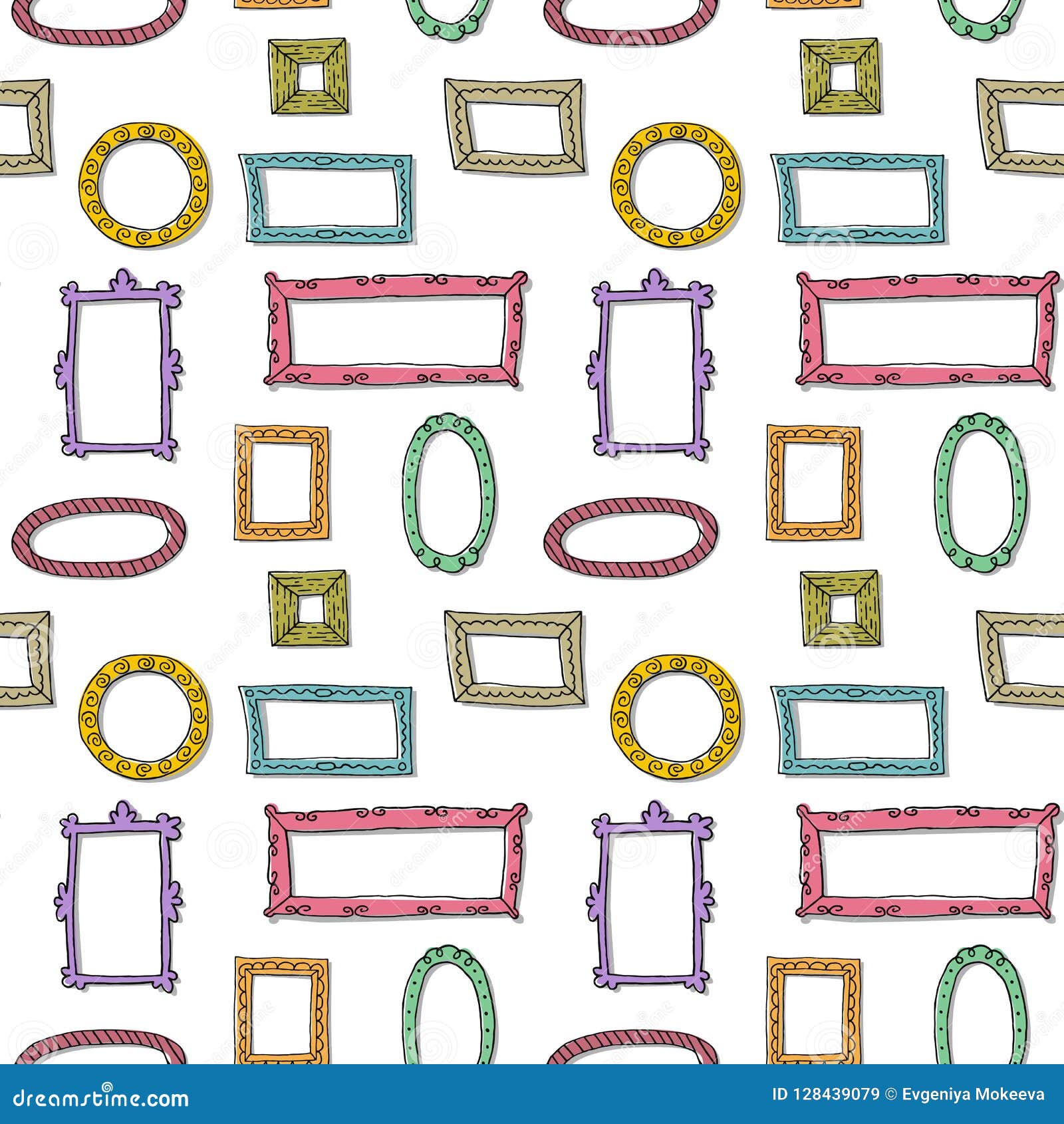 Seamless Pattern with Hand Drawn Sketch Frames. Stock Illustration ...