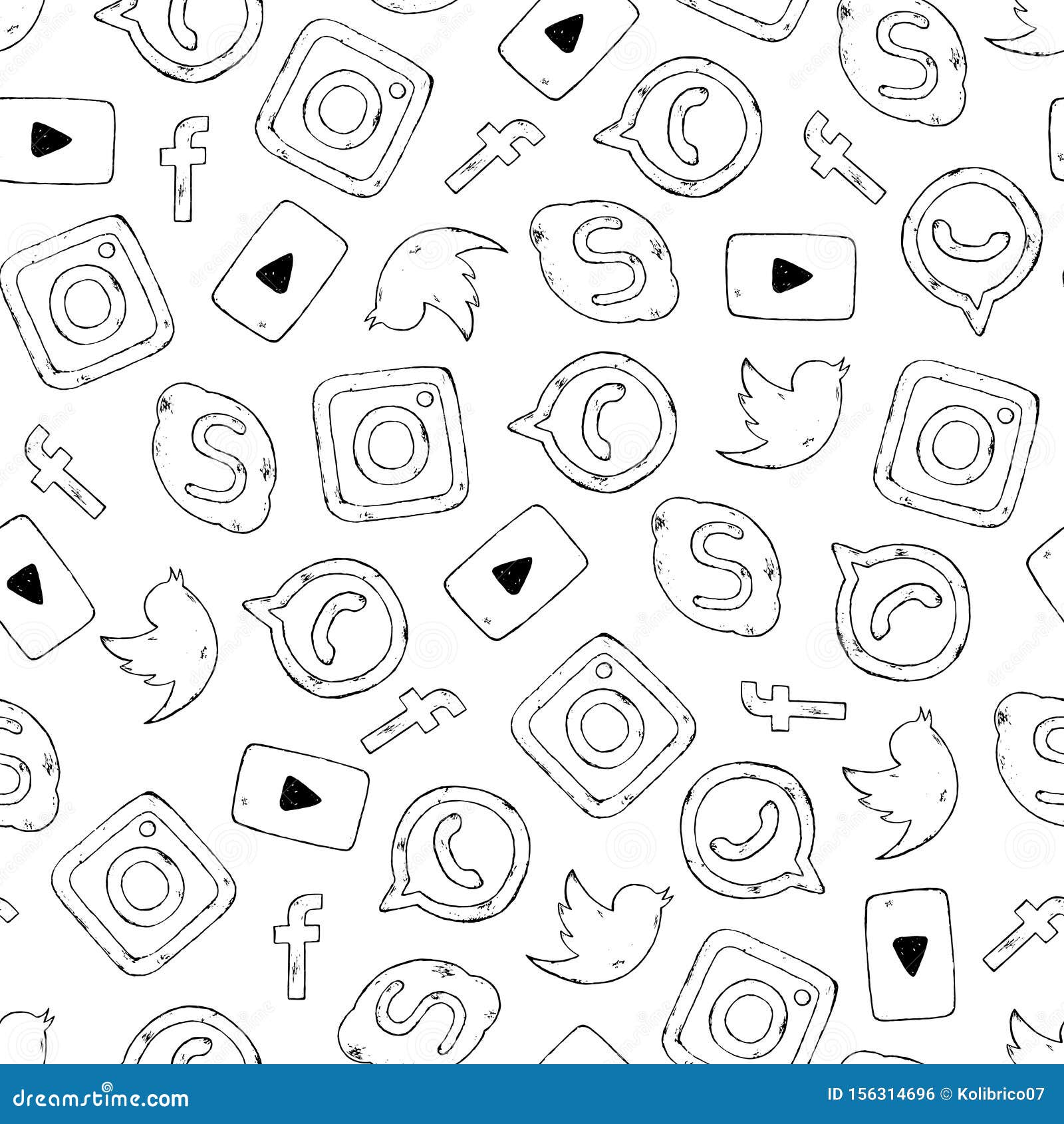 Seamless Pattern of Hand Drawn Social Media Icons Editorial Photo ... Seamless Pattern of Hand Drawn Social Media Icons Editorial Photo ...