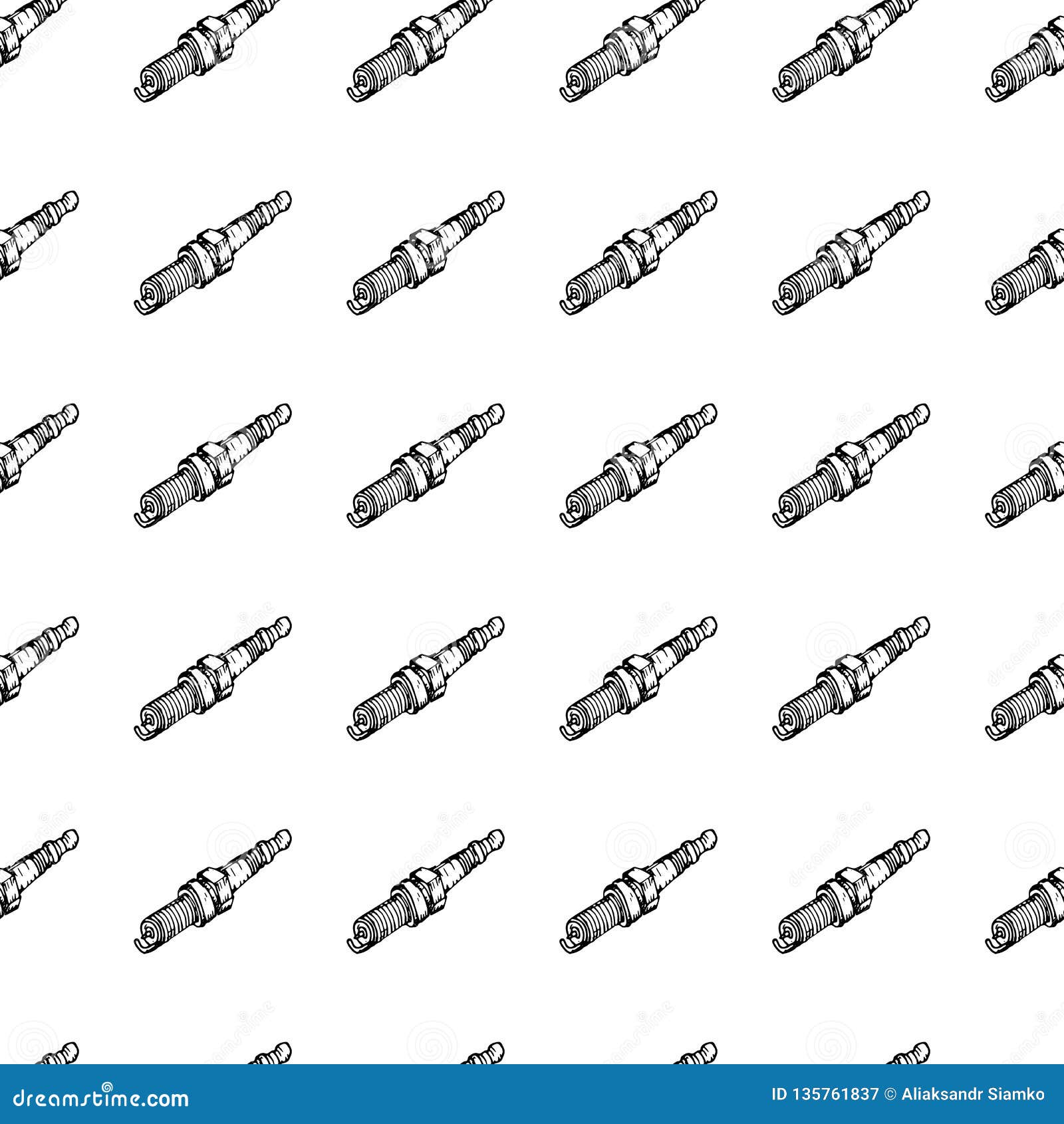 Seamless Pattern Hand Drawn Spark Plug Doodle. Sketch Style Icon ...