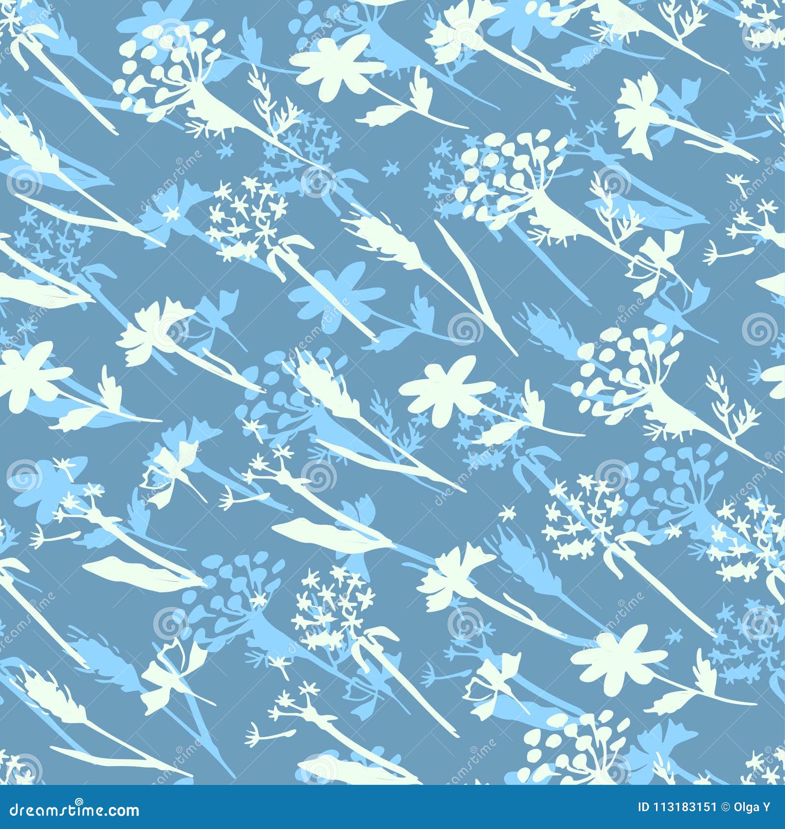 Seamless Pattern with Hand Drawn Spring Flowers and Plants in Sketch ...