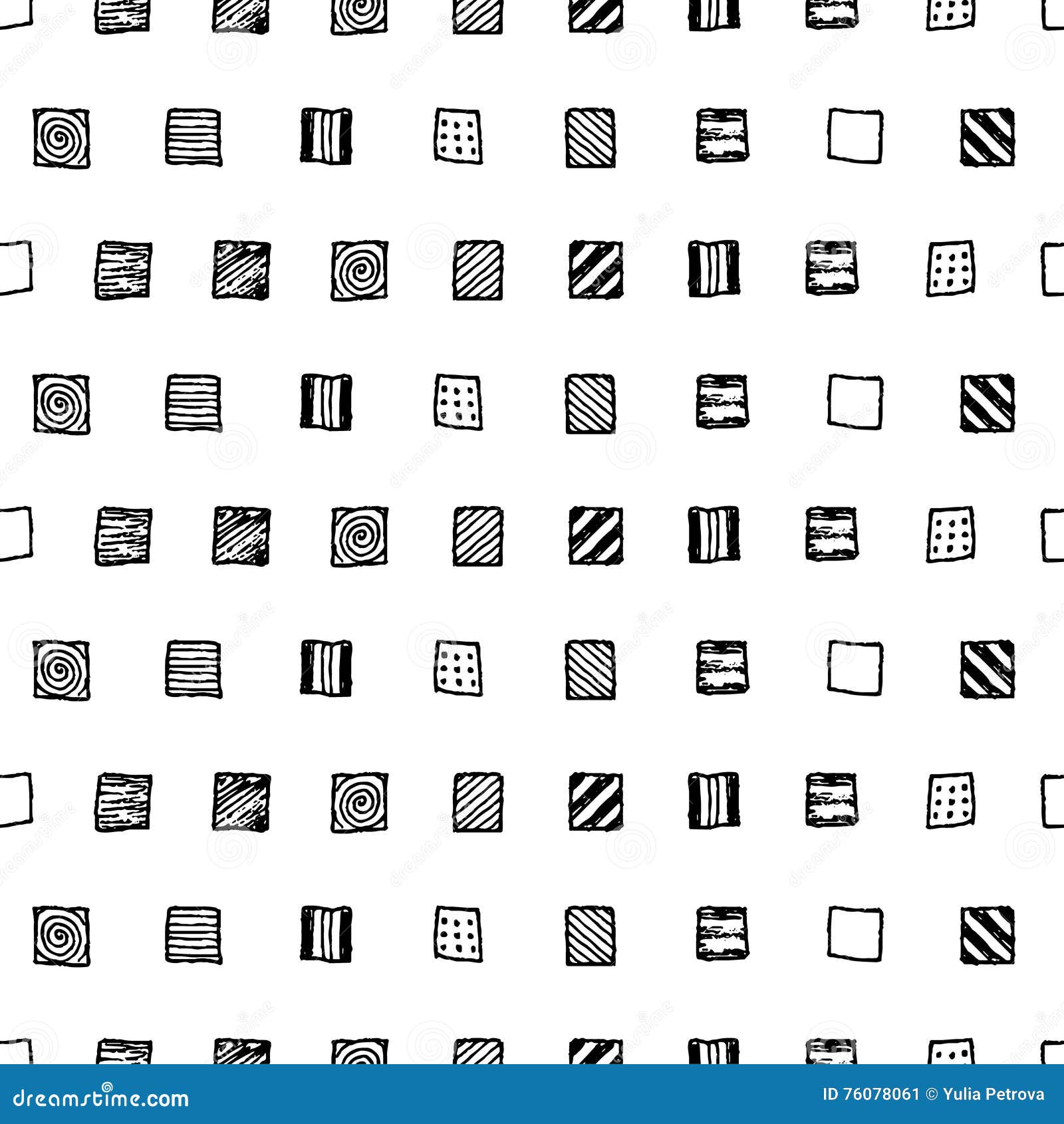 Seamless Pattern with Hand Drawn Squares. Stock Vector - Illustration ...