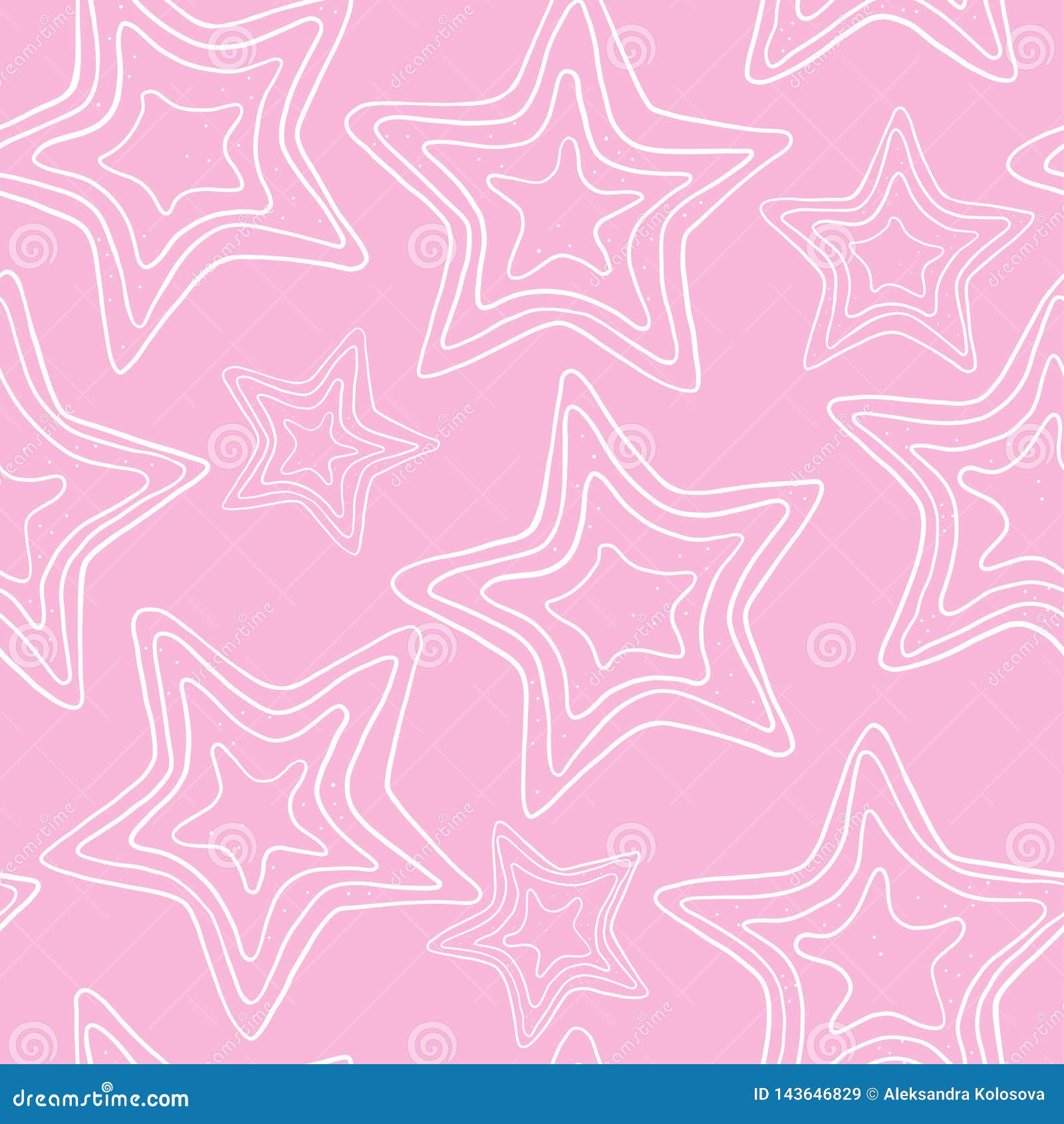 Seamless Pattern with Hand Drawn Star. Five-pointed White Stars on a ...