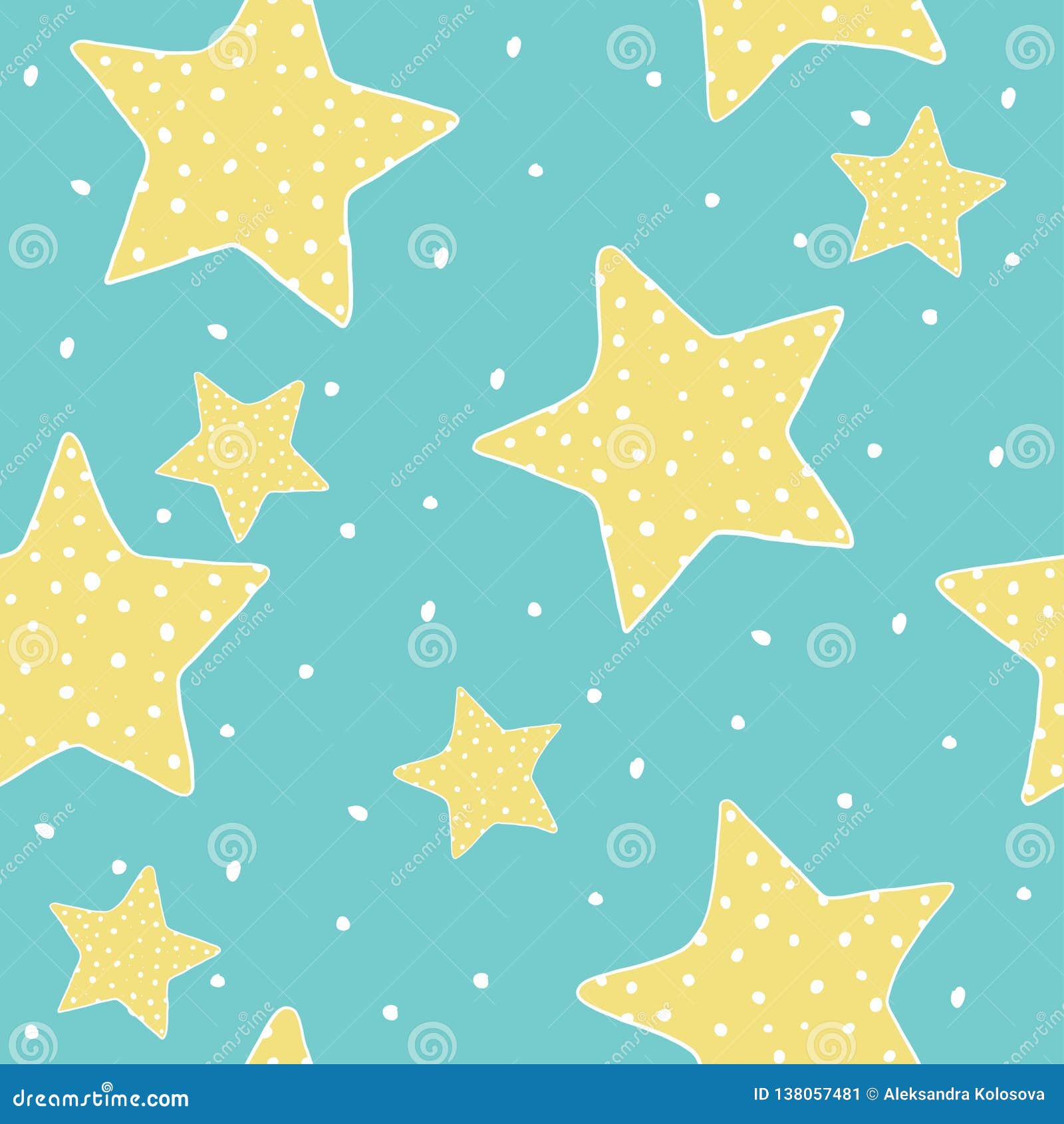 Seamless Pattern with Hand-drawn Stars. Five-pointed Stars on a Blue Background. Vector ...