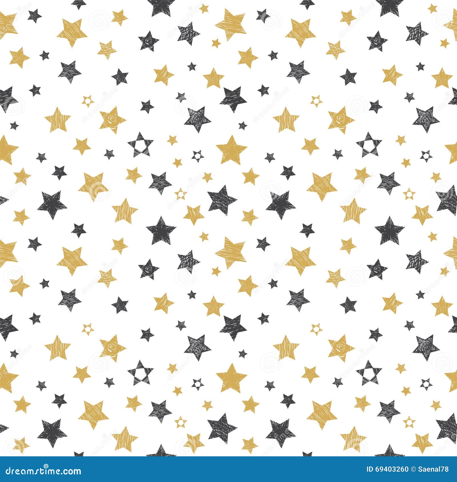 Seamless Pattern with Hand Drawn Stars. Stylish Background Stock Vector ...