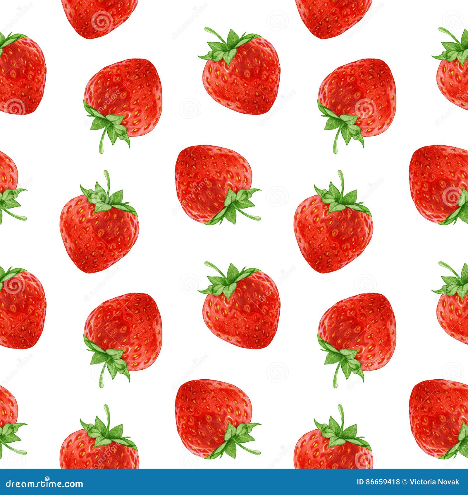 Seamless Pattern with Hand-drawn Strawberry. Stock Illustration ...