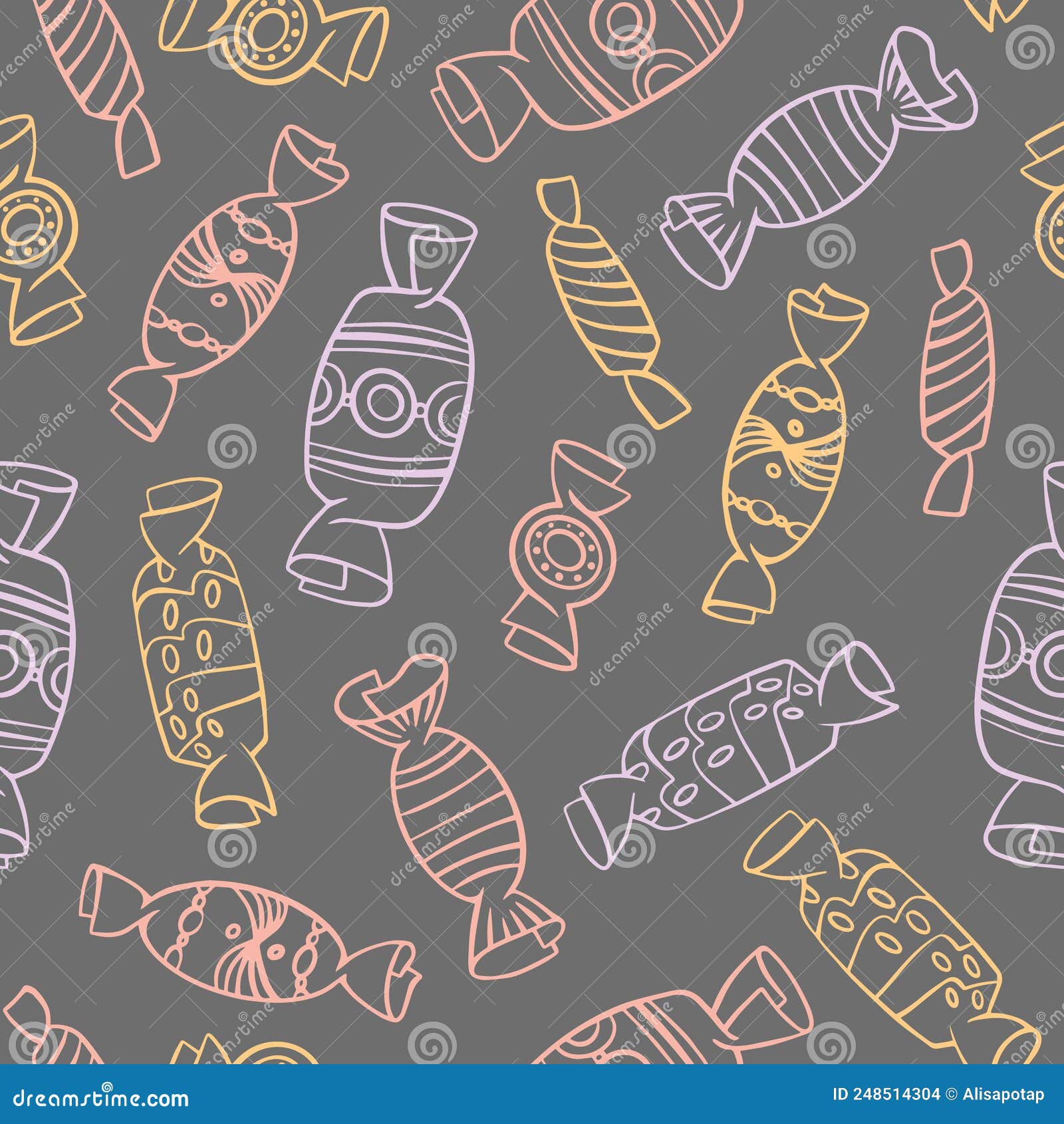 Seamless Pattern with Hand Drawn Sweets Stock Vector - Illustration of ...